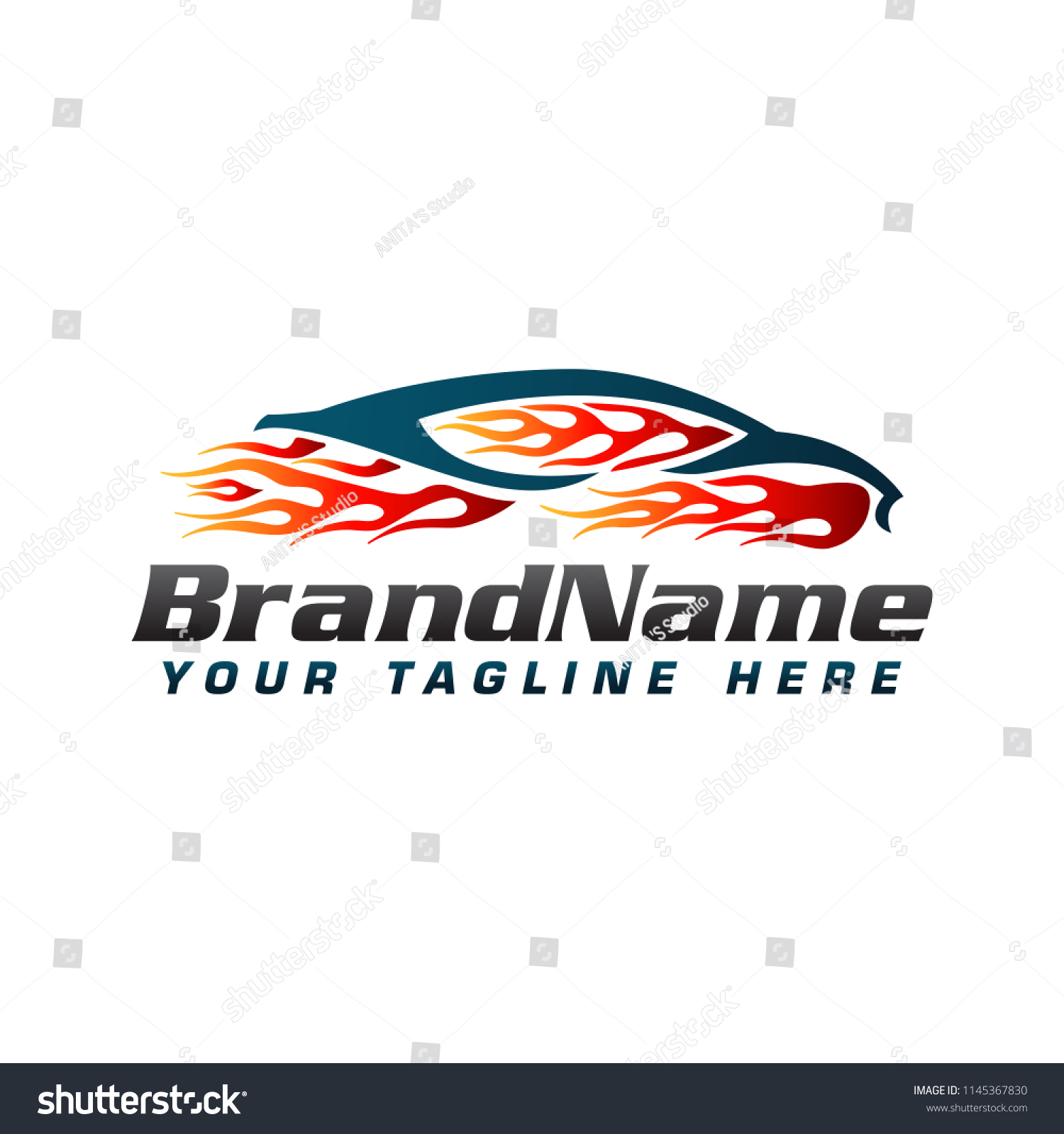 Burning Flame Car Design Element Auto Stock Vector (Royalty Free ...