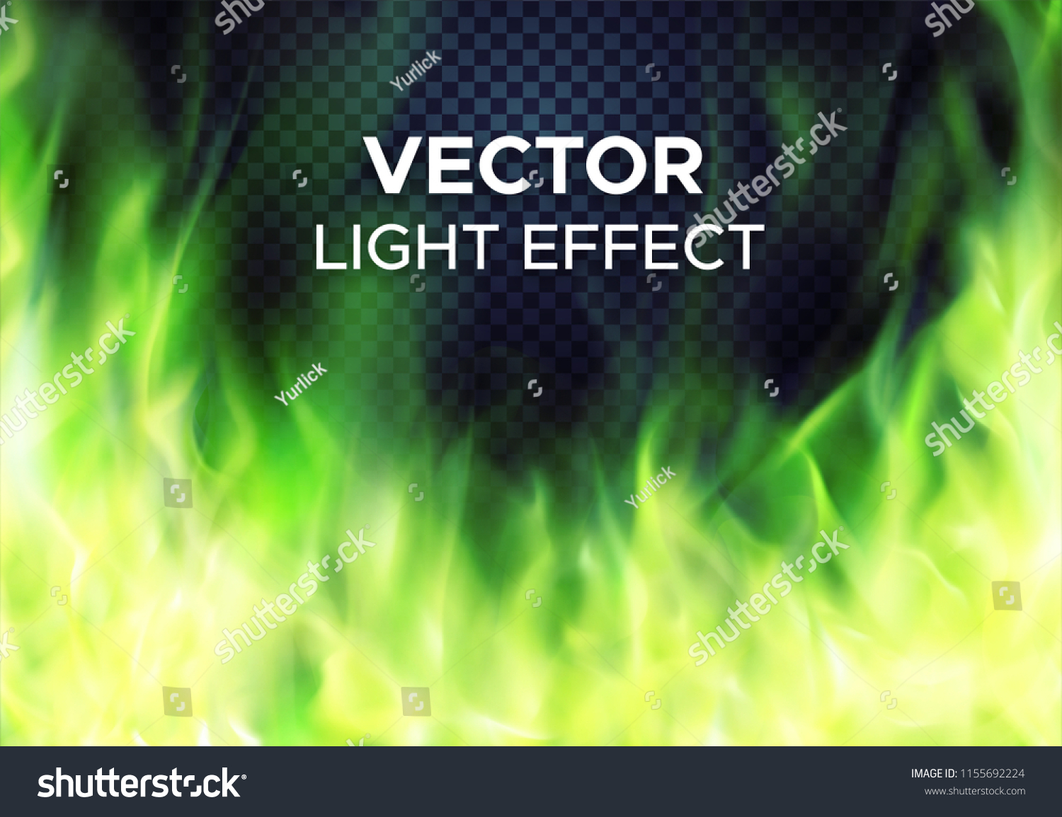 Burning Green Fire Flames On Transparent Stock Vector (Royalty Free ...