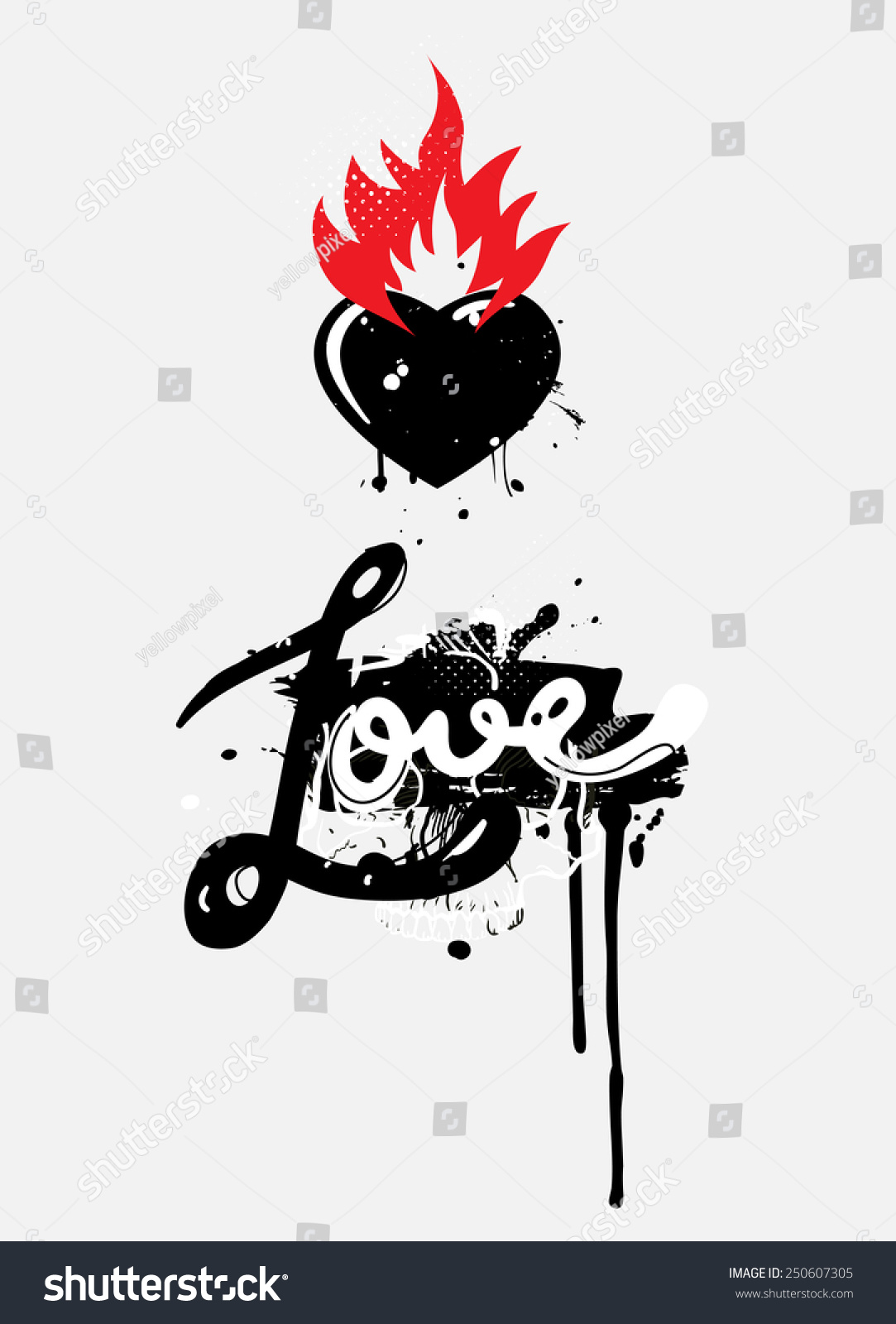 Burning Heart Stock Vector (Royalty Free) 250607305