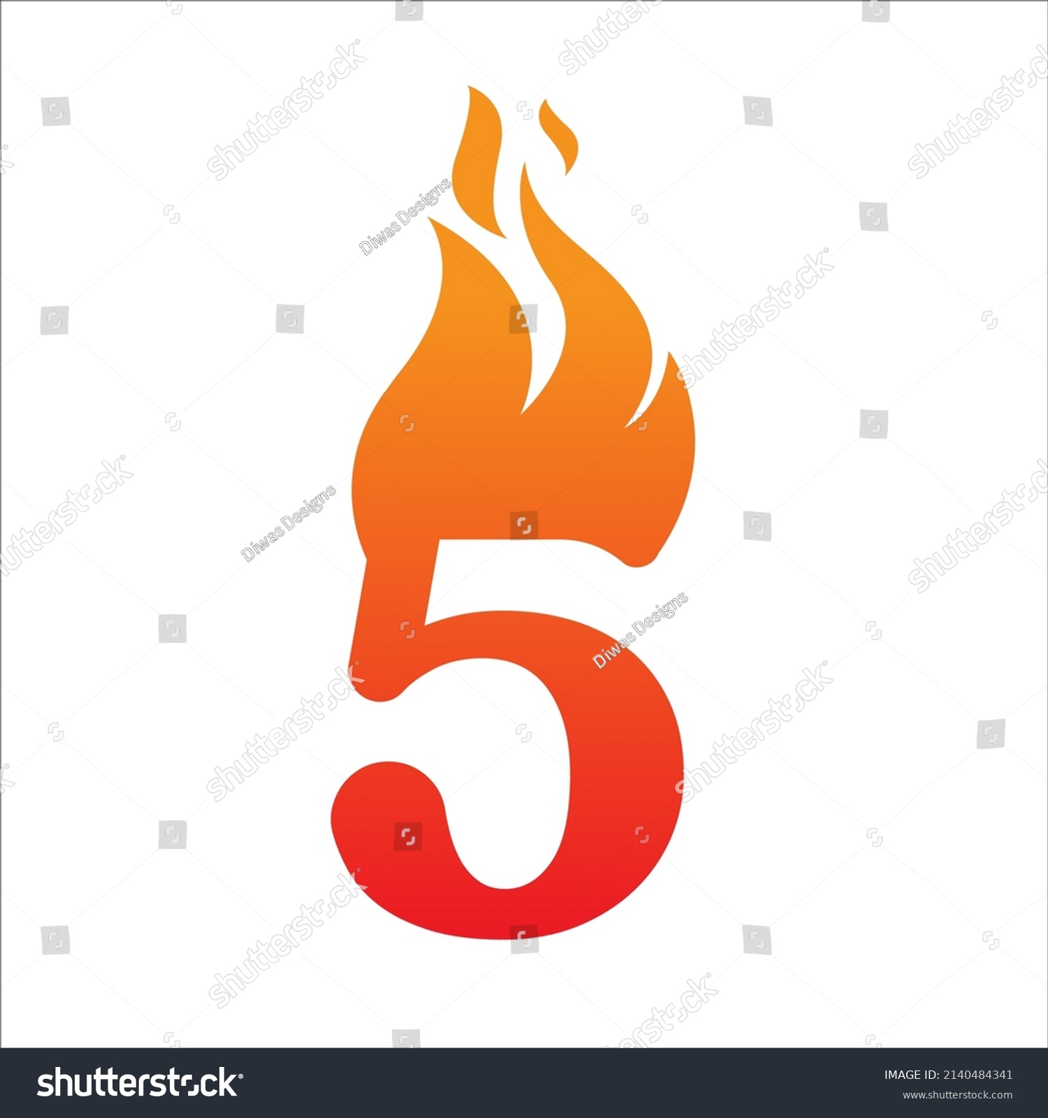 Burning Number 5 Five On Fire Stock Vector (Royalty Free) 2140484341 ...