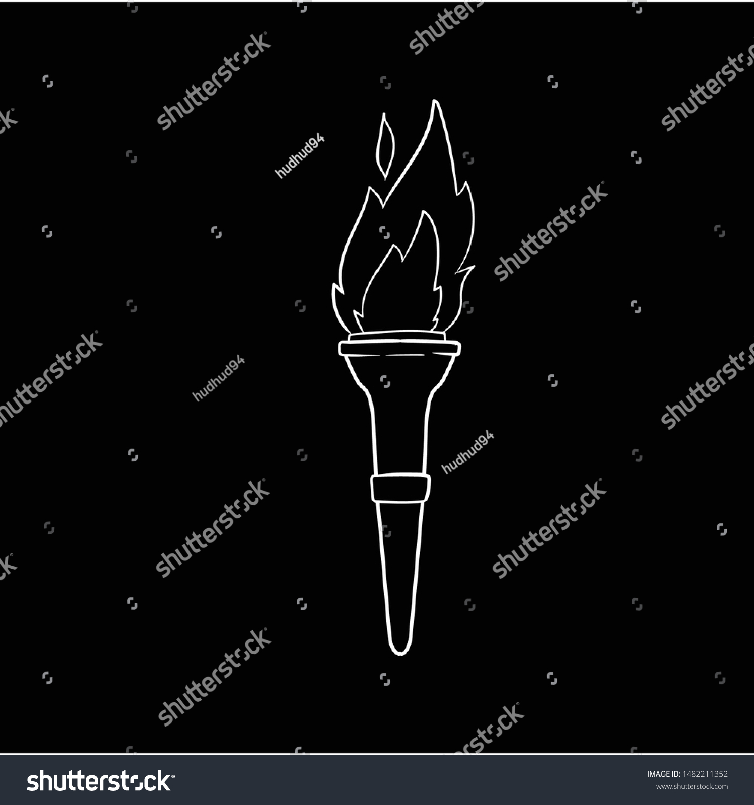 Burning Torch Doodle Icon Vector Hand Stock Vector (Royalty Free ...