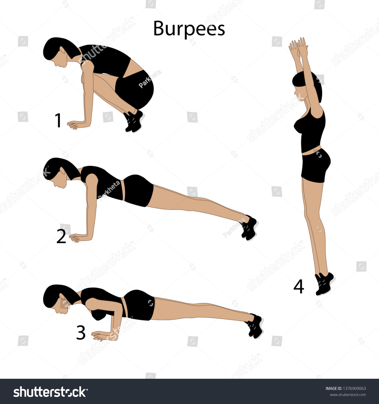 Burpees Exercise Illustration Stock Vector (Royalty Free) 1376909063 ...