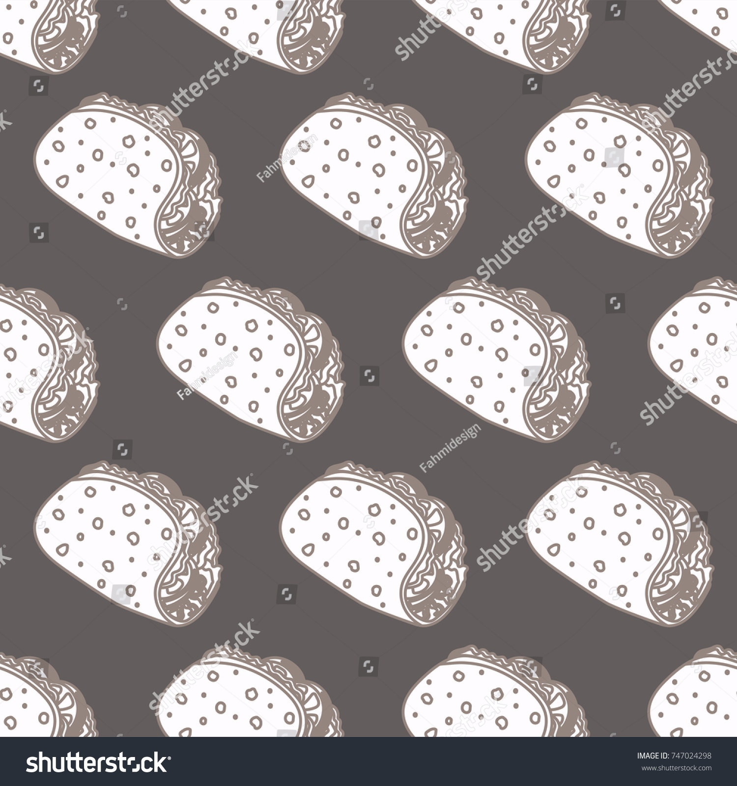 Burrito Doodle Seamless Pattern Dark Black Stock Vector (Royalty Free ...