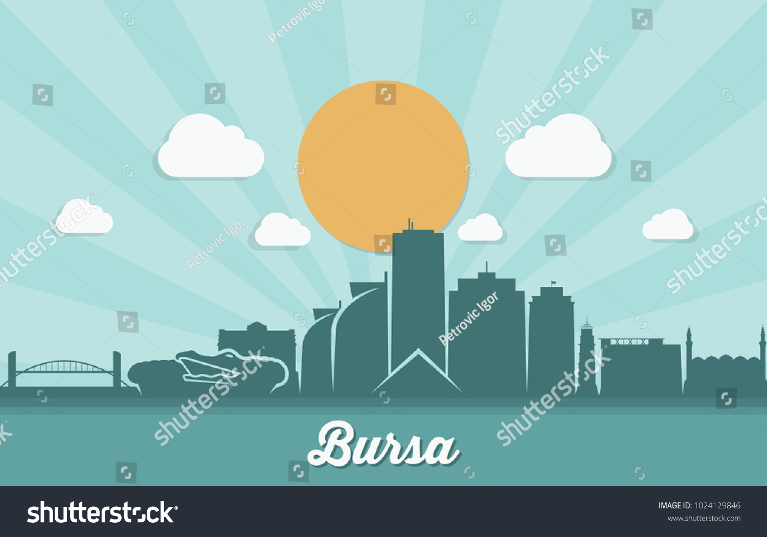 Bursa Skyline Turkey Vector Illustration Stock Vector (Royalty Free ...