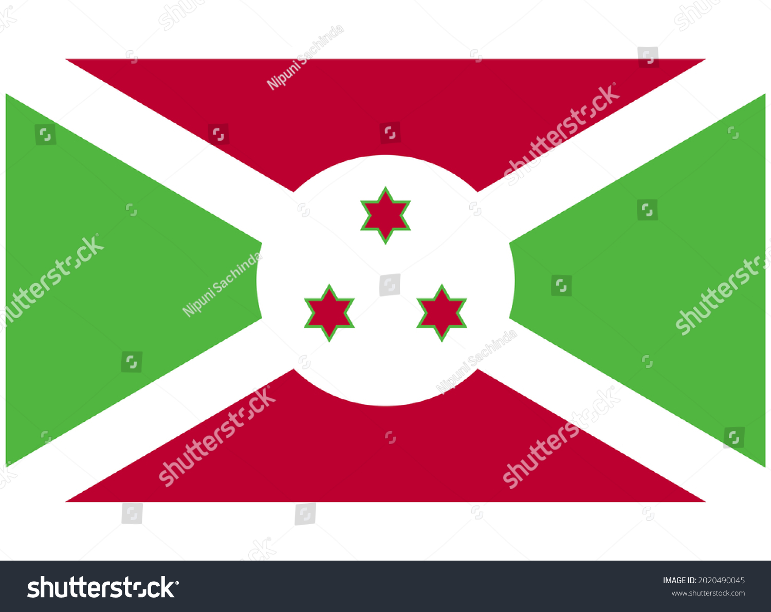 Burundi National Flag Isolated Vector Image Stock Vector (Royalty Free ...