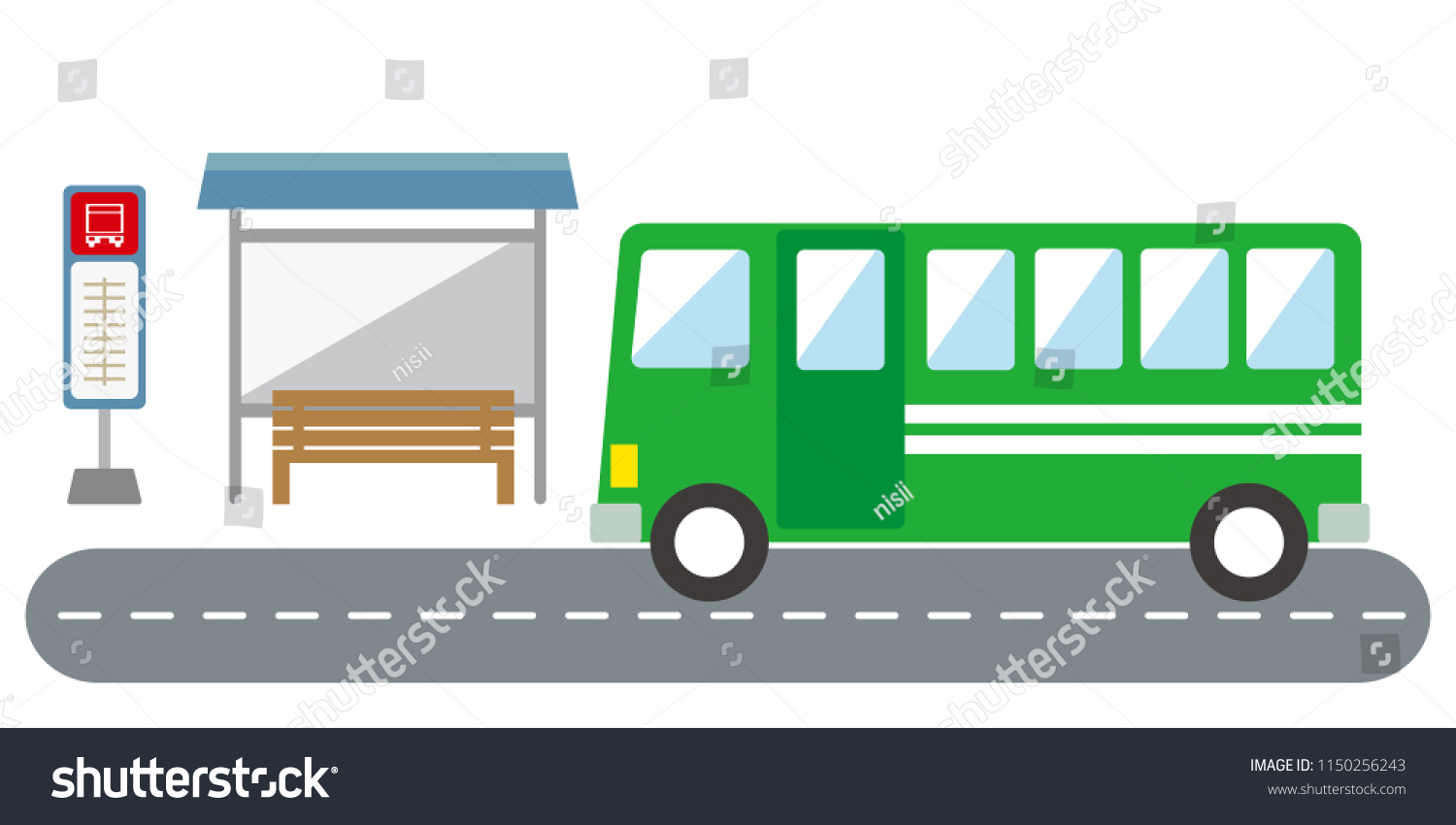 Bus Stop Illustration Stock Vector (Royalty Free) 1150256243