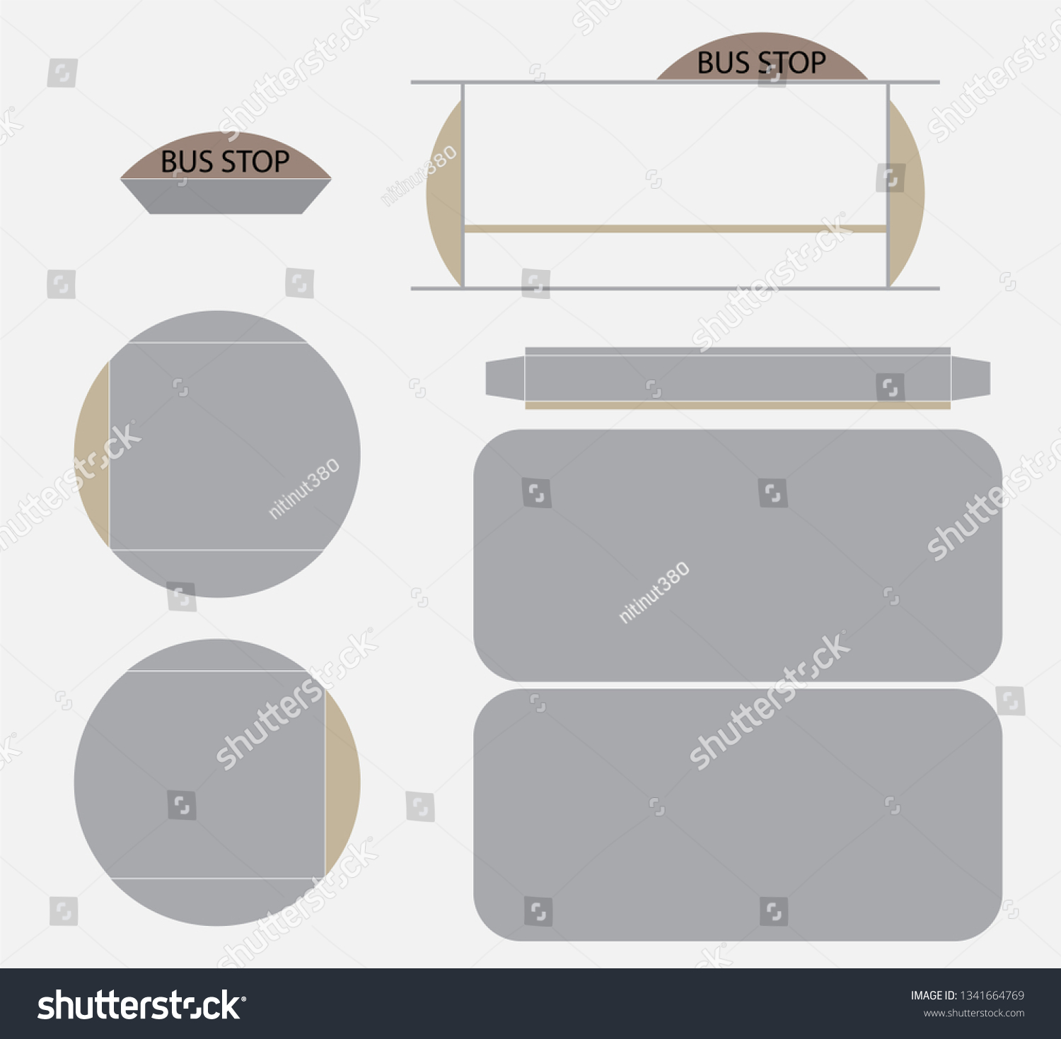 Bus Stop Paper Model Vector Cut Stock Vector (Royalty Free) 1341664769