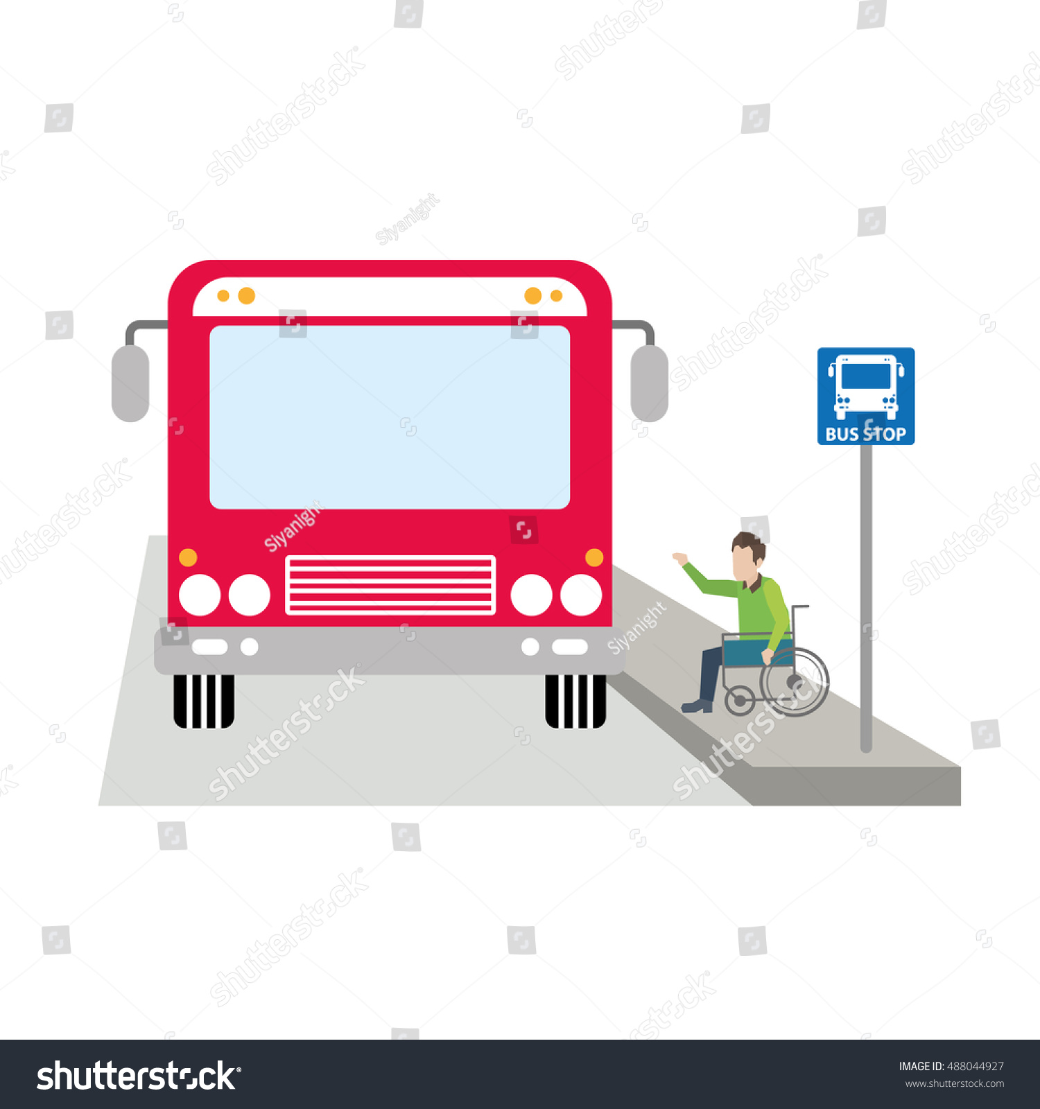 Bus Stop Sign Disabled People Vector Stock Vector 488044927 - Shutterstock