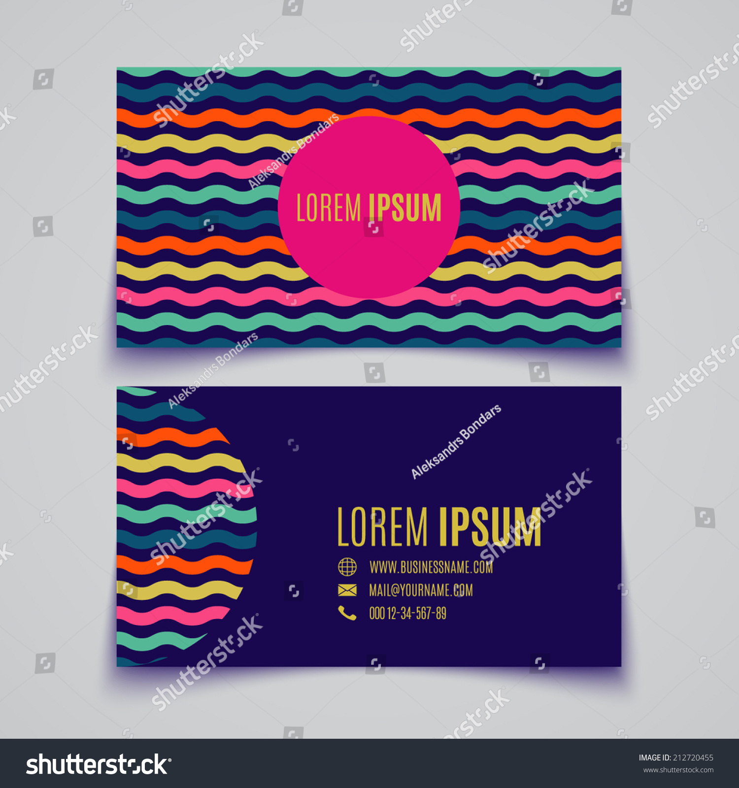 Business Card Template Wave Pattern Vector Stock Vector (Royalty Free ...