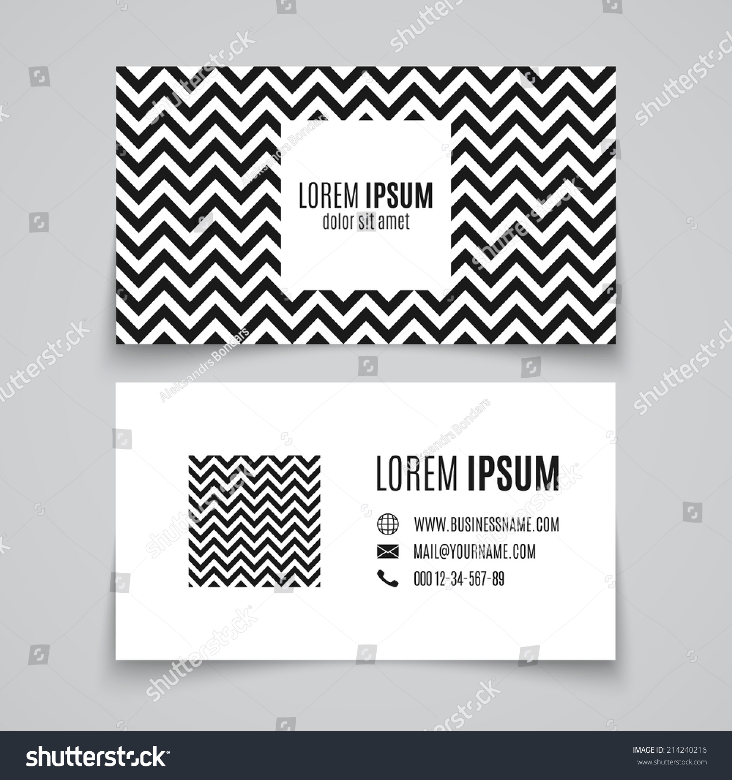 Business Card Template Zigzag Pattern Vector Stock Vector (Royalty Free ...