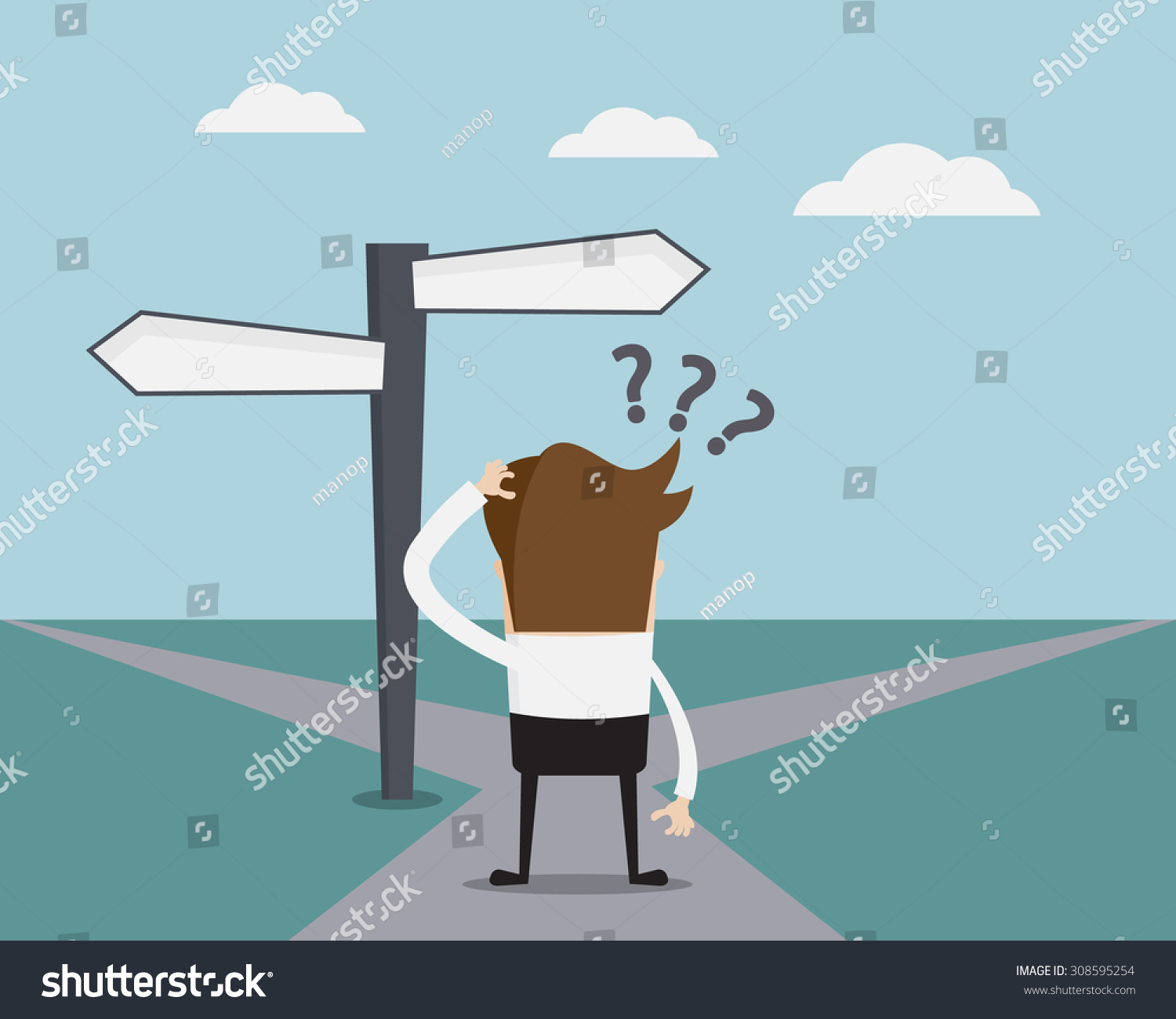 Business Concept Businessman Confused On Crossroad Stock Vector ... Business Concept Businessman Confused On Crossroad Stock Vector ...