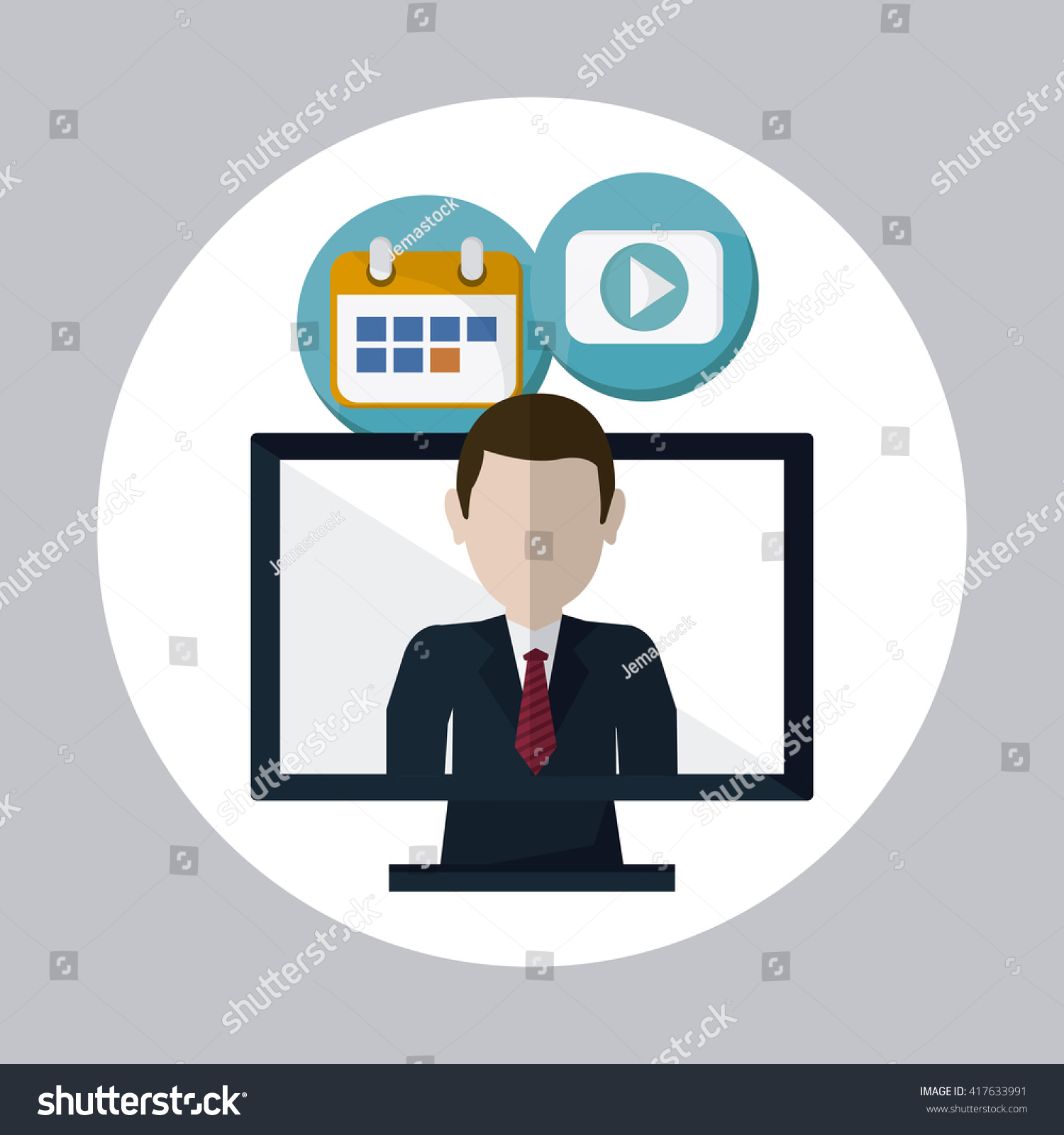 Business Concept Computer Icon Communication Concept Stock Vector ...