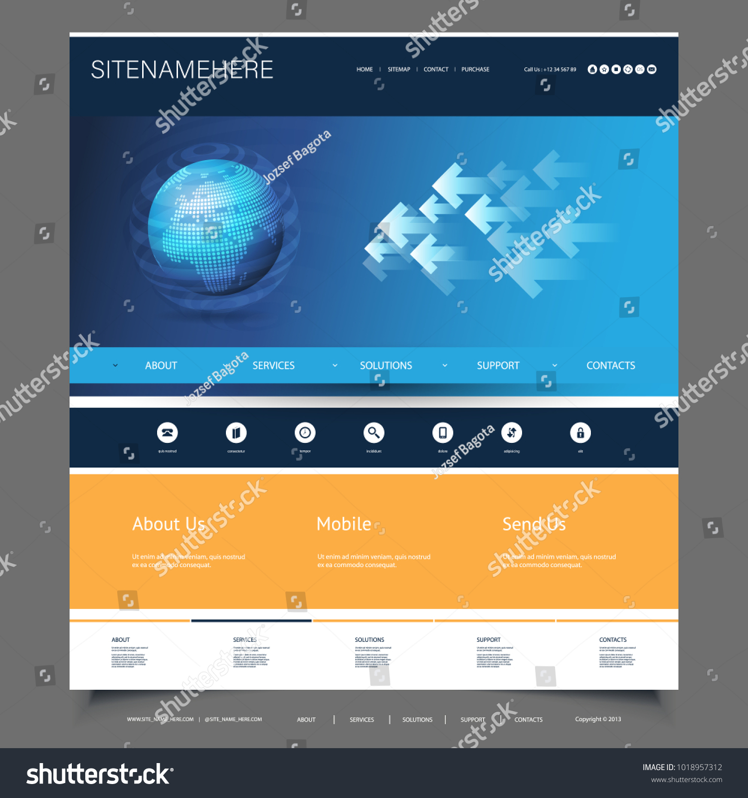 Business Connection Network Website Template Design Stock Vector ...
