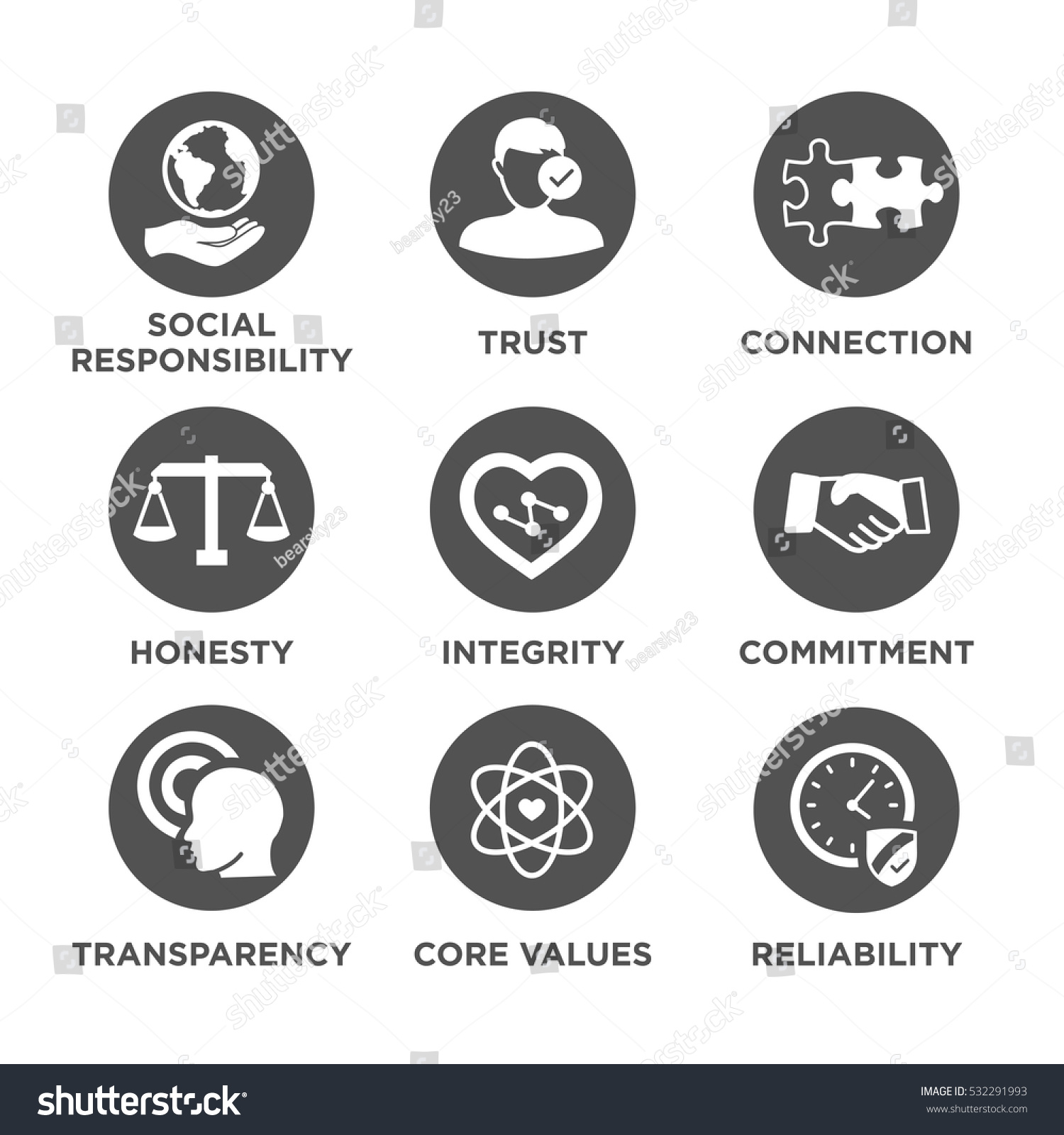 Business Ethics Solid Icon Set Isolated Stock Vector (Royalty Free ...