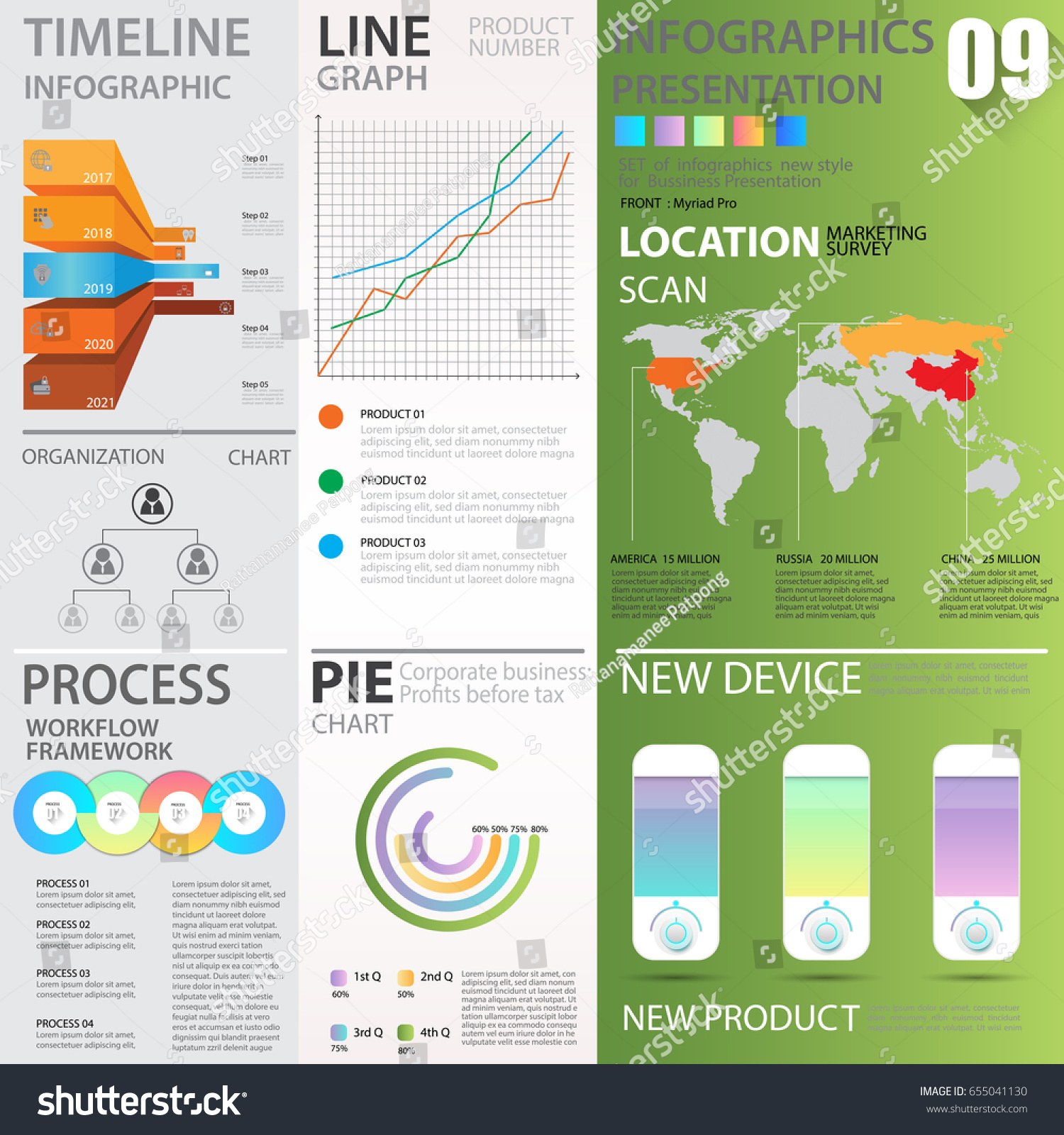 Business Graphics Data Element Templates Sets: vector de stock (libre ...