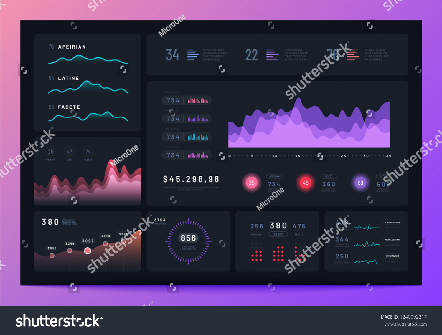 Business Infographic Dashboard Modern Interface Admin Stock Vector ...