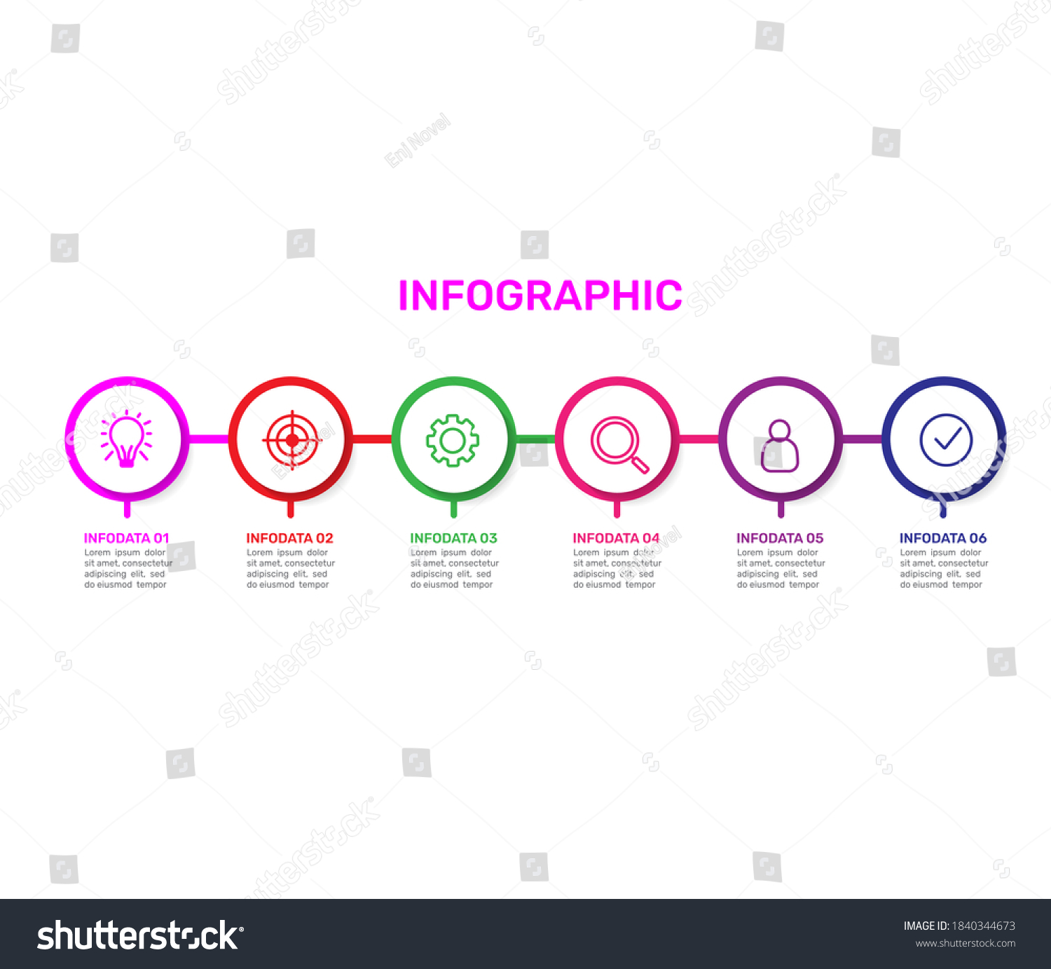 Business 6 Infographics Process Timeline Icon Stock Vector (Royalty ...