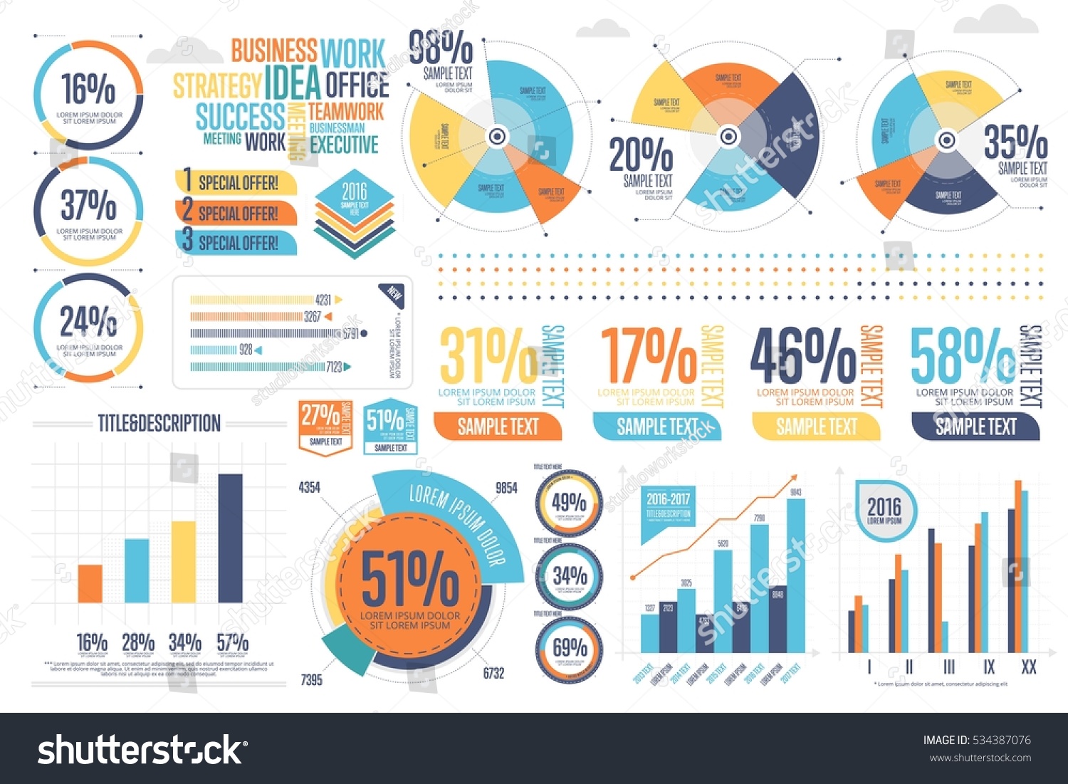 Business Infographics Set Different Diagram Vector Stock Vector ...