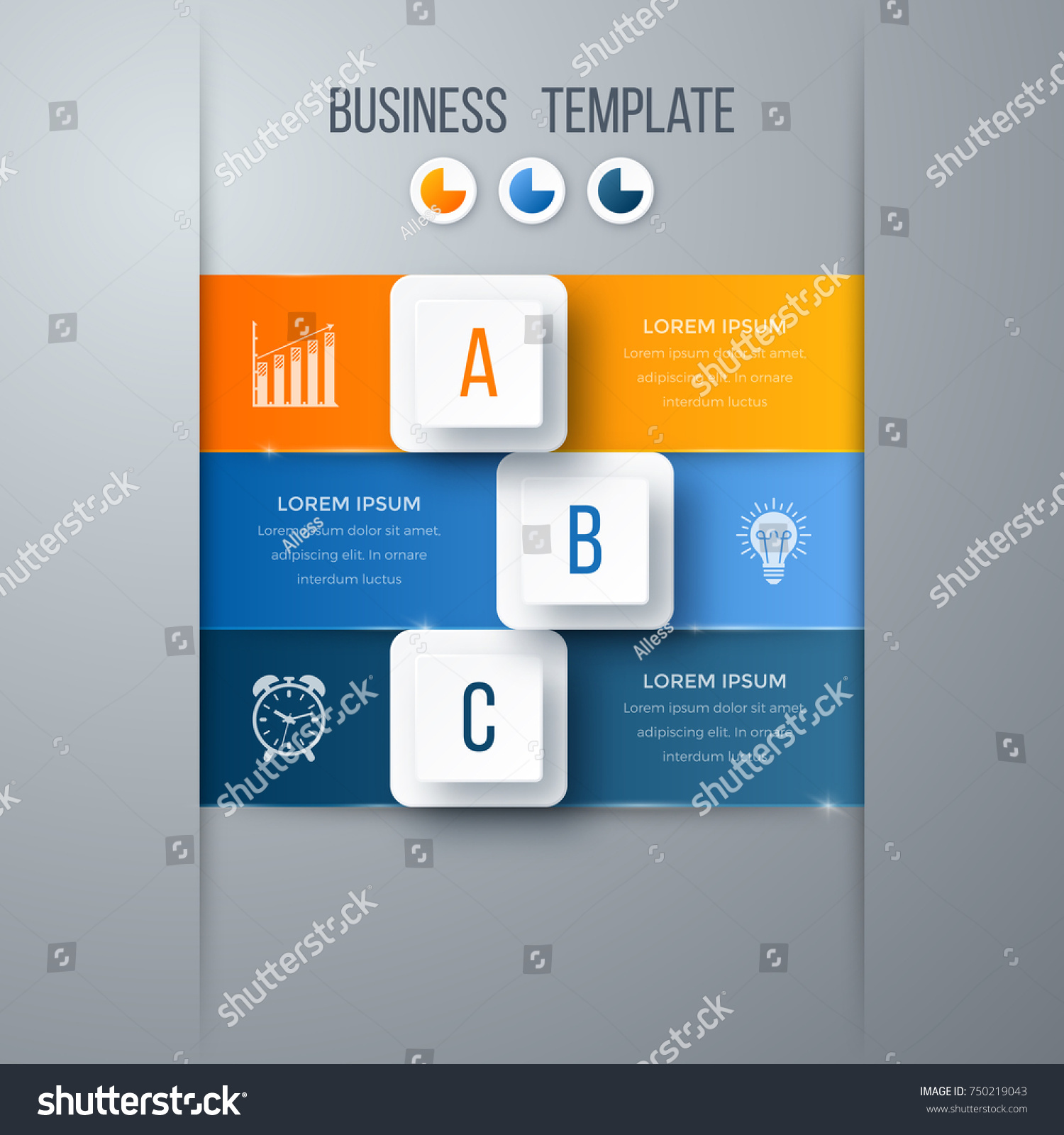 Business Infographics Template 3 Steps Square Stock Vector (Royalty ...