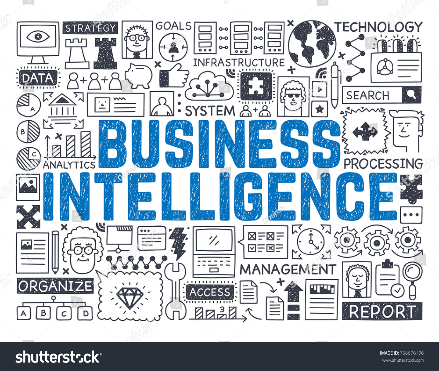 Business Intelligence Hand Drawn Vector Illustration Stock Vector ...