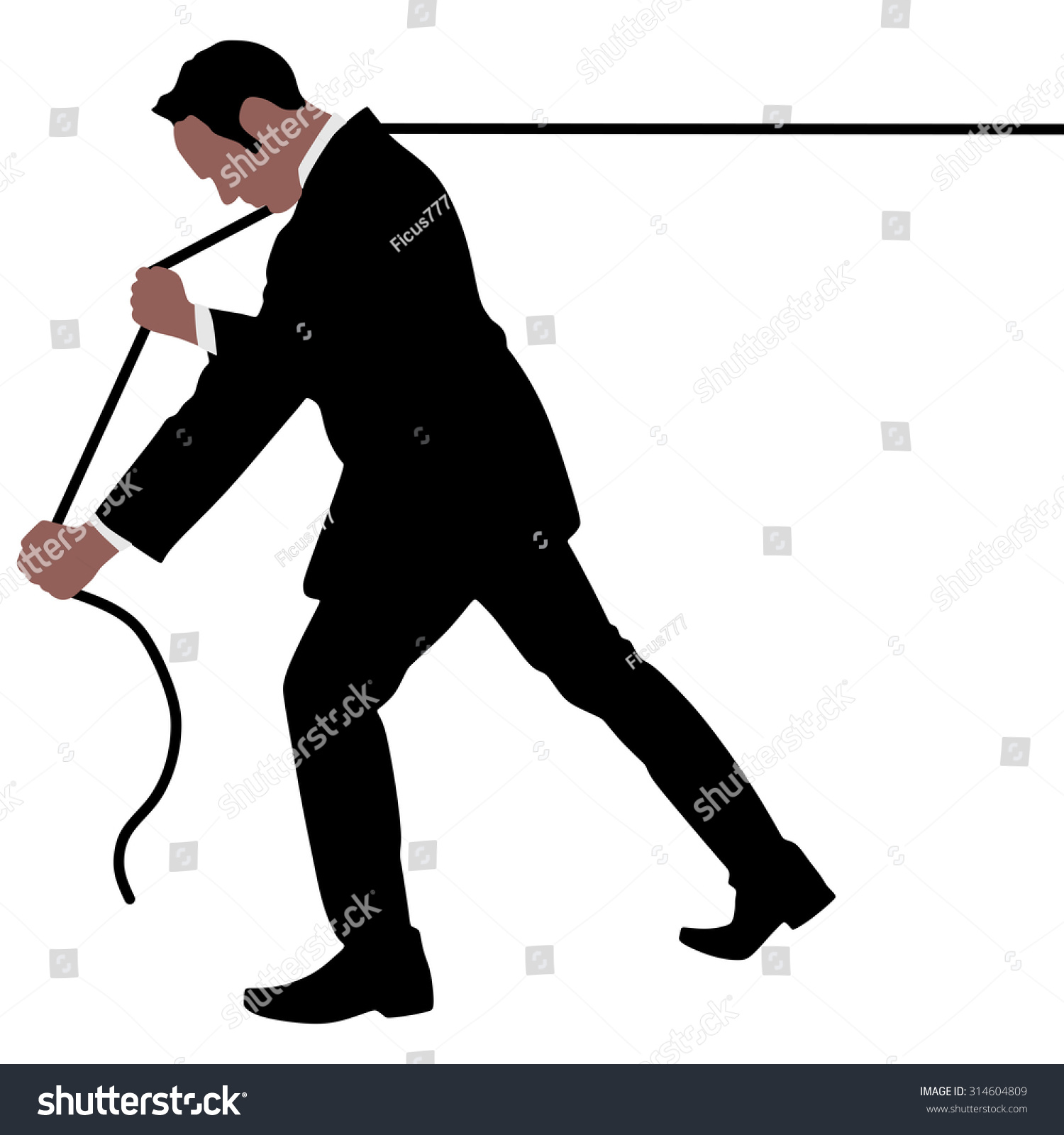 Business Man Pulling Rope Vector Stock Vector (Royalty Free) 314604809 ...