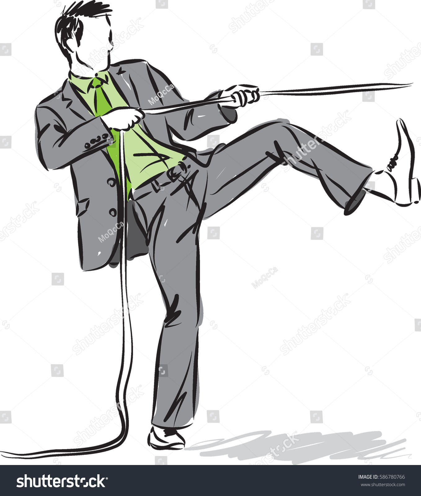 Business Man 2 Pulling Rope Vector Stock Vector (Royalty Free) 586780766