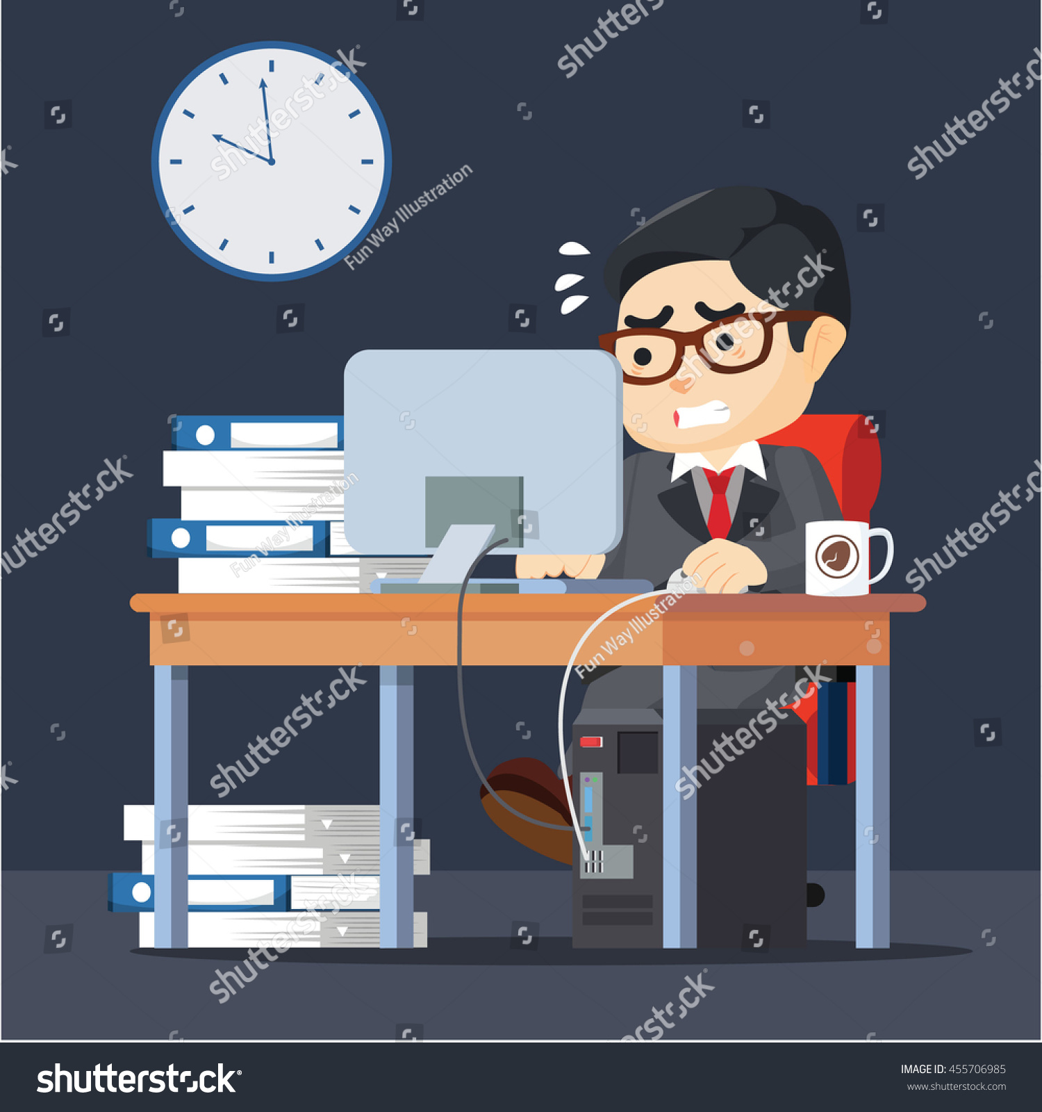 Business Man Working Hard Stock Vector (Royalty Free) 455706985 Business Man Working Hard Stock Vector (Royalty Free) 455706985