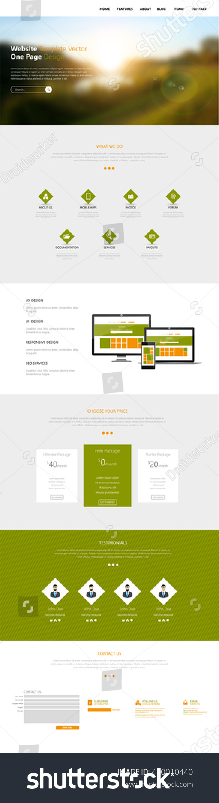 Business One Page Website Design Template Stock Vector (Royalty Free ...
