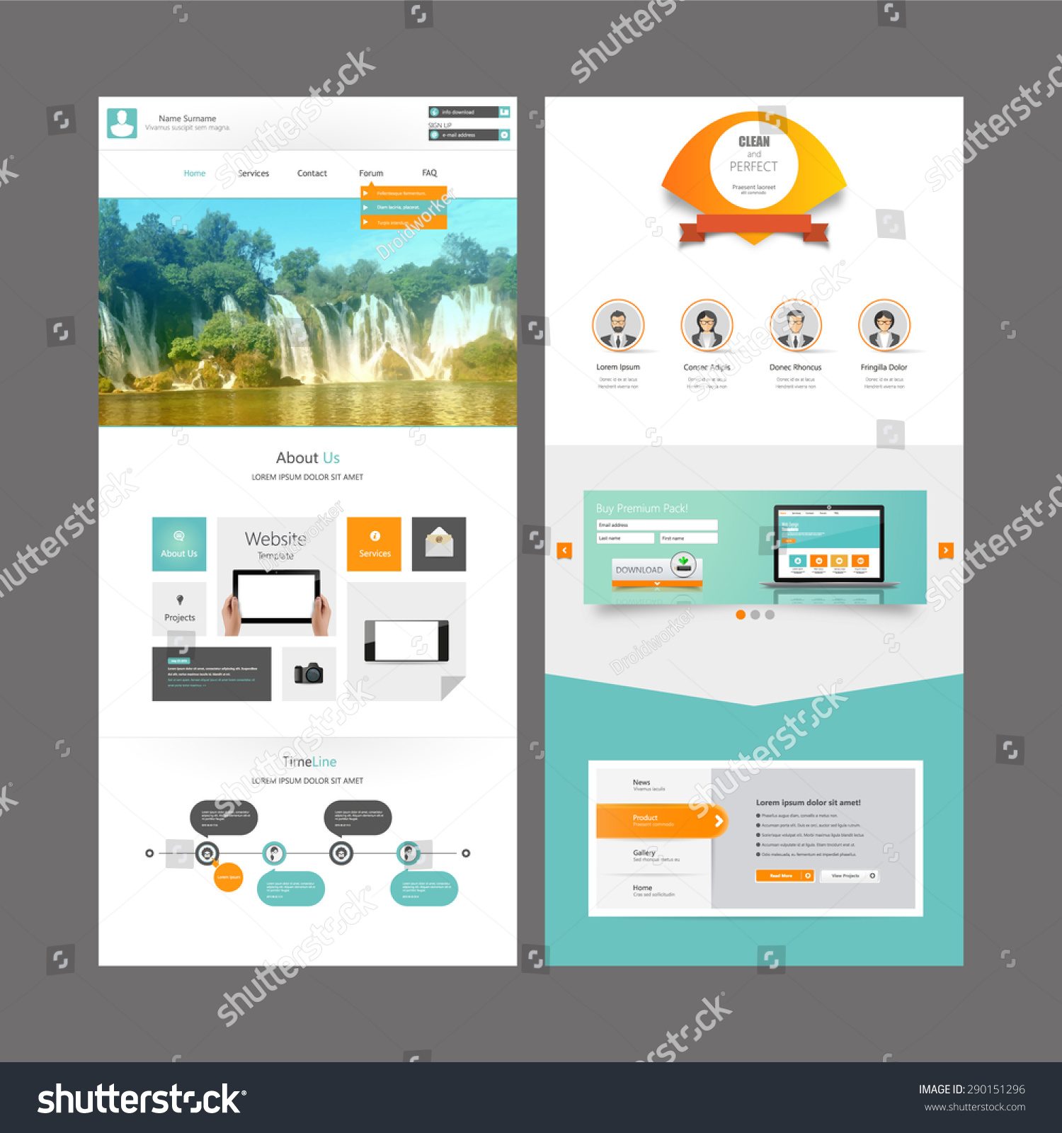Business One Page Website Design Template Stock Vector (Royalty Free ...