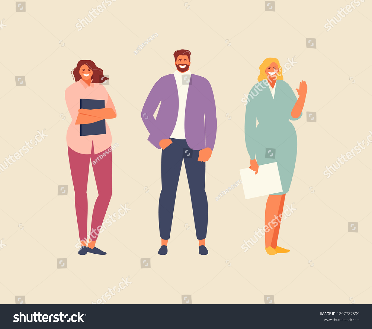 Business People Multinational Team Vector Set Stock Vector (Royalty ...