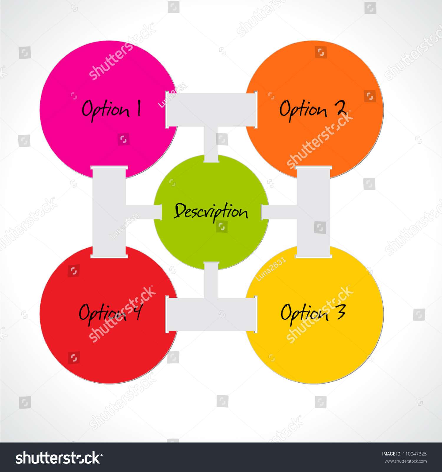 Business Presentation Diagram Five Fields Information Stock Vector ...