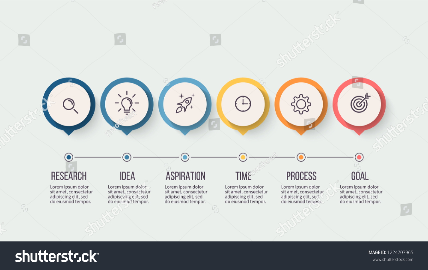 Business Process Timeline Infographics 6 Steps: vector de stock (libre ...