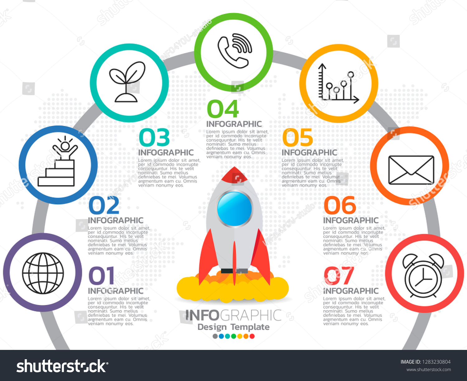 Business 7 Step Process Chart Infographics 스톡 벡터(로열티 프리) 1283230804 ...