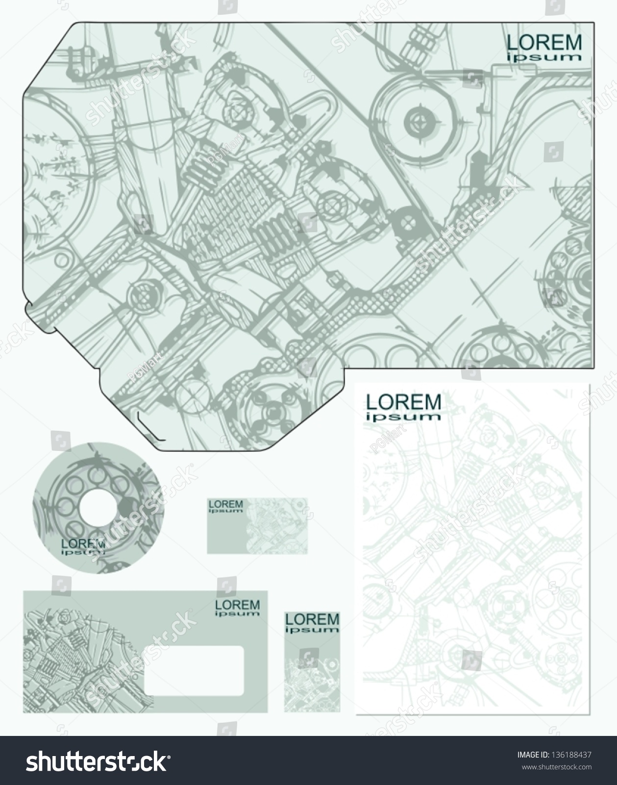 Business Style Templates Drawing Engine Vector: vector de stock (libre ...