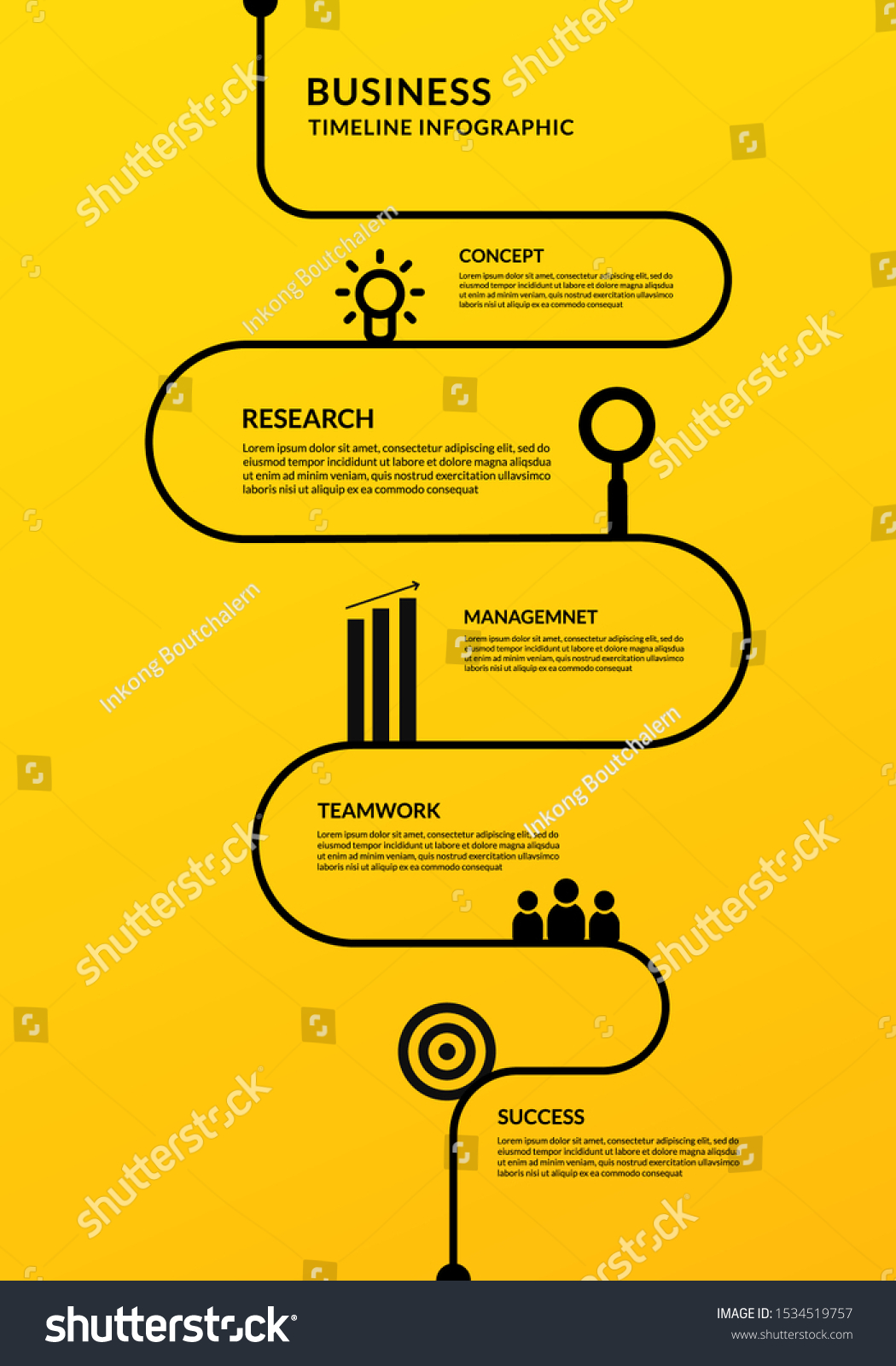 Business Timeline Infographic Multiple Steps Outline: เวกเตอร์สต็อก ...