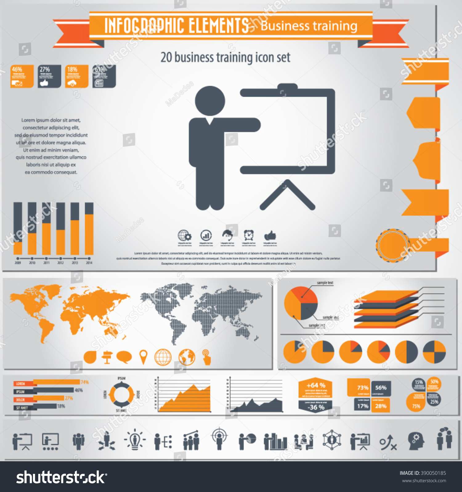 Business Training Infographic Elements Icon Set Stock Vector 390050185 ...