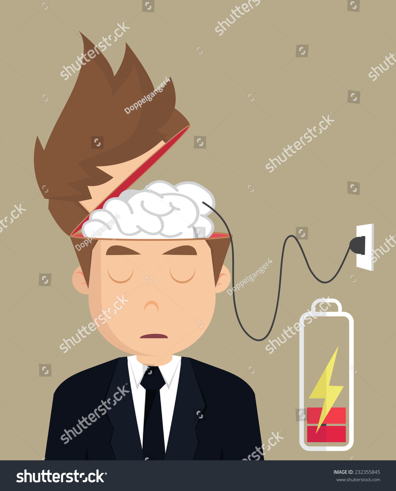Businessman Brain Charger Vector Stock Vector (Royalty Free) 232355845 ...