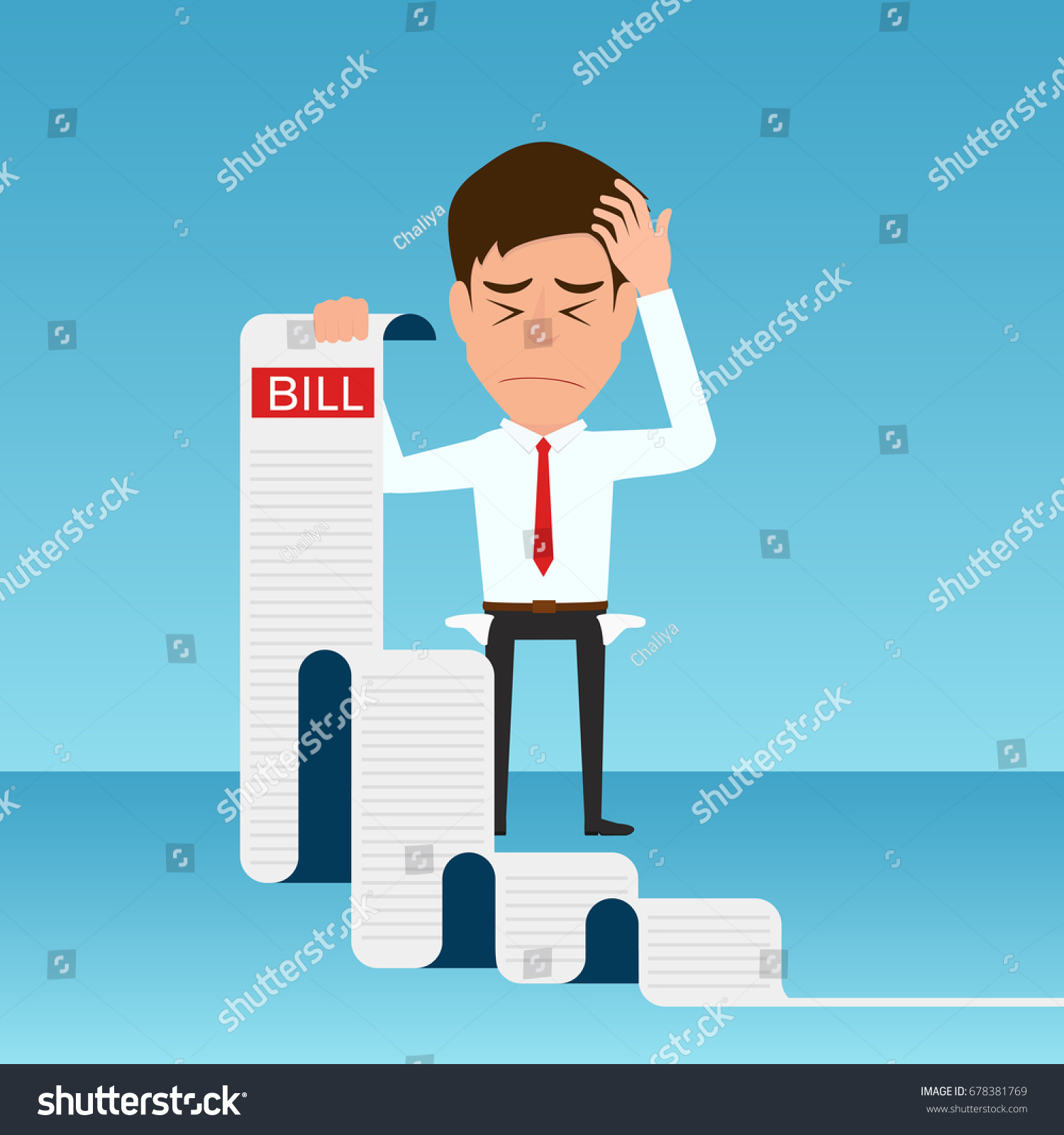 Businessman Holding Bills Feels Headache Worried Stock Vector (Royalty ... Businessman Holding Bills Feels Headache Worried Stock Vector (Royalty ...