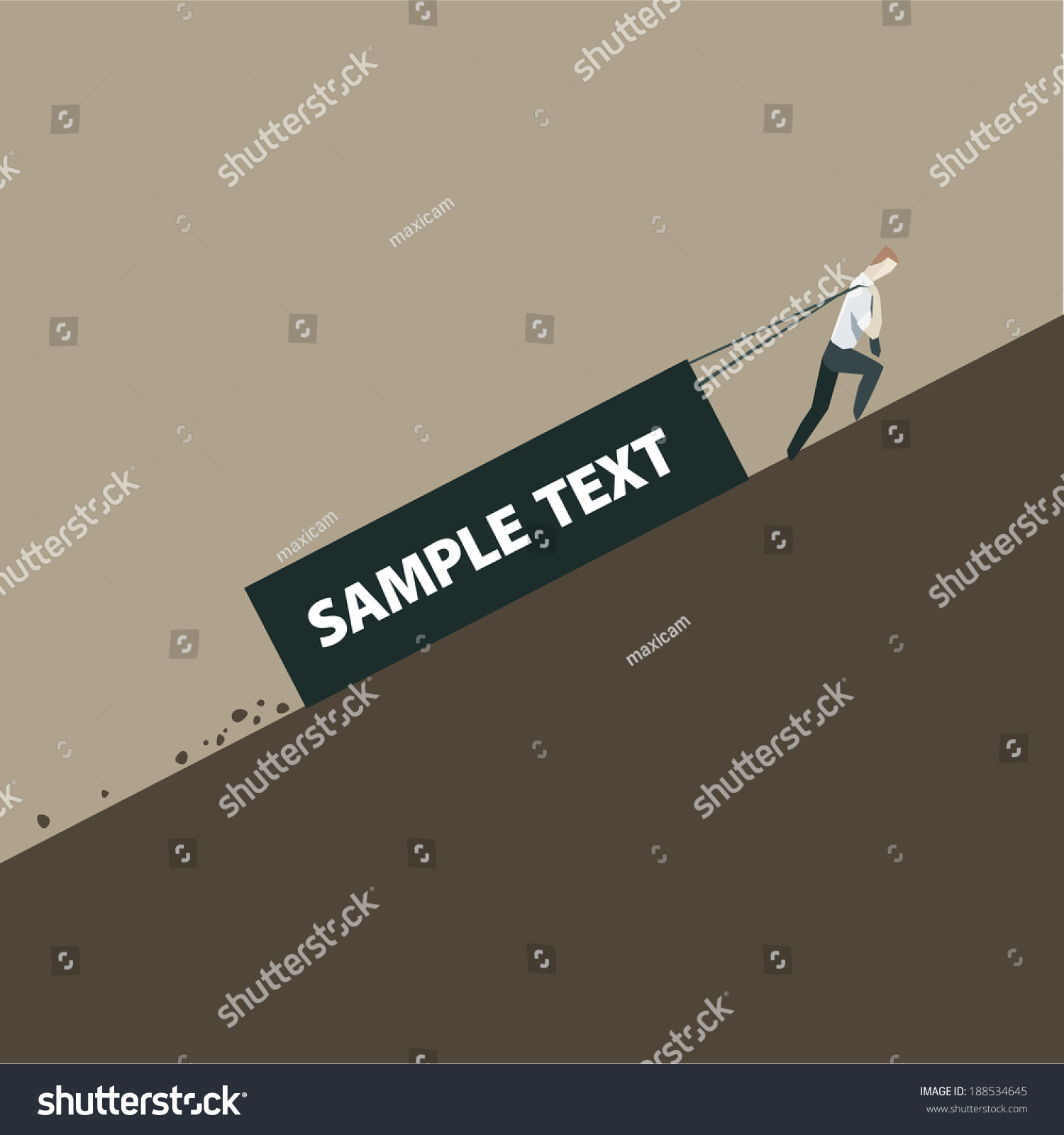 Businessman Pulling Heavy Load Stock Vector (Royalty Free) 188534645