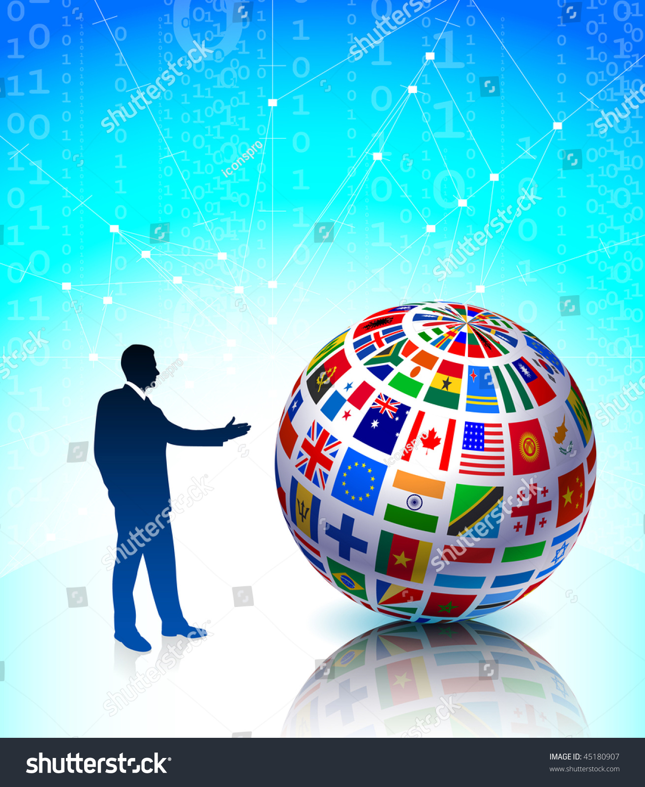 Businessman Presenting Flags Globe Original Vector Stock Vector ...