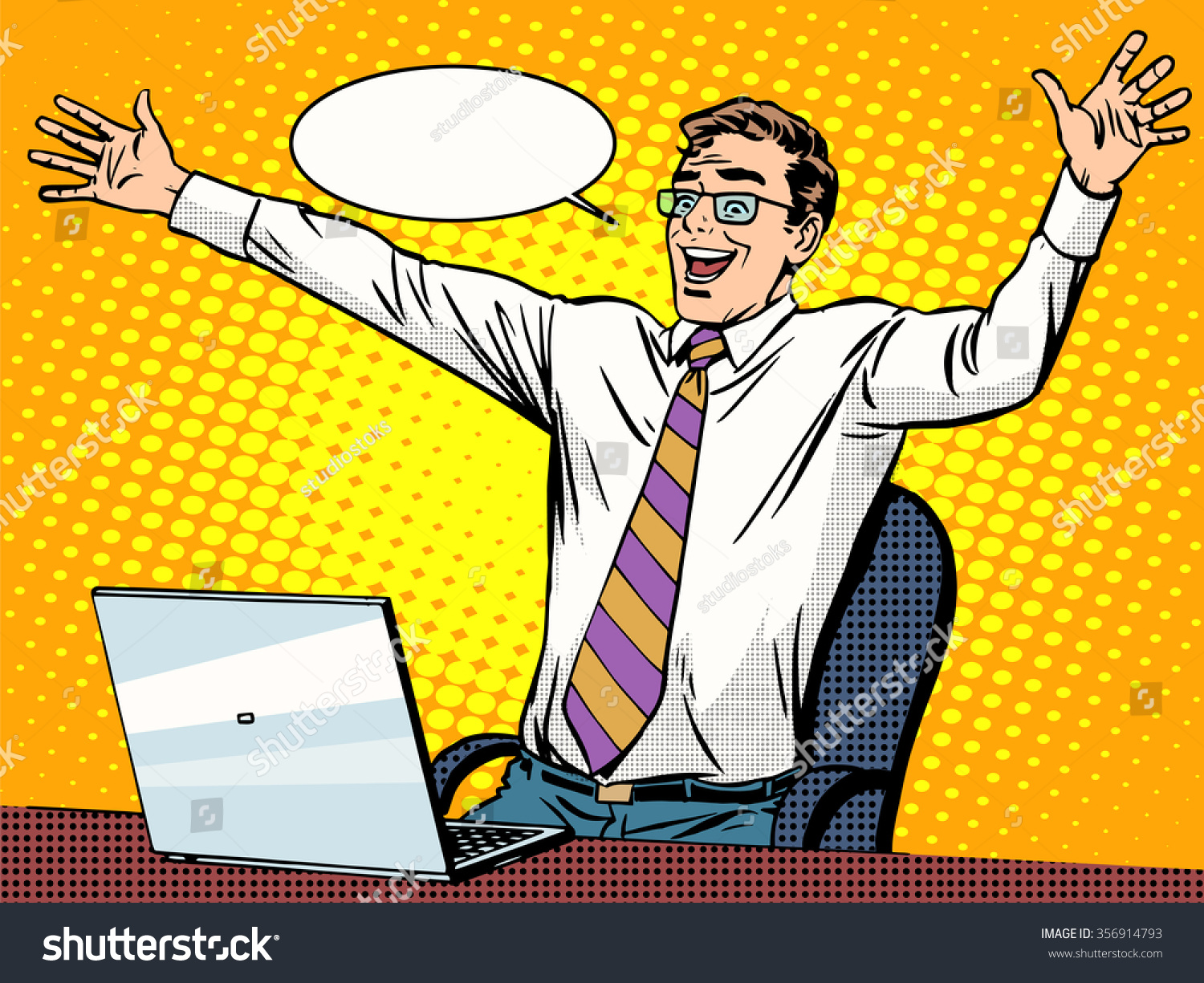 Businessman Success Working On Laptop Pop Stock Vector (Royalty Free ... Businessman Success Working On Laptop Pop Stock Vector (Royalty Free ...
