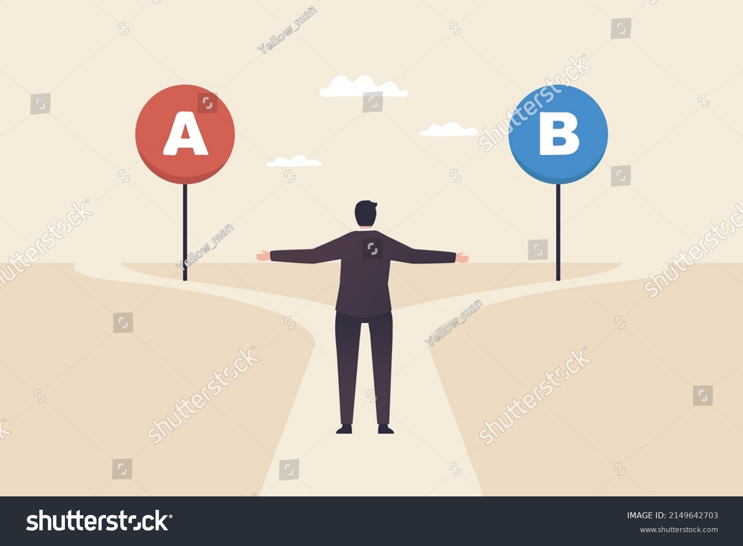 Businessman Thinking Decision Making Difficult Choice Stock Vector ...