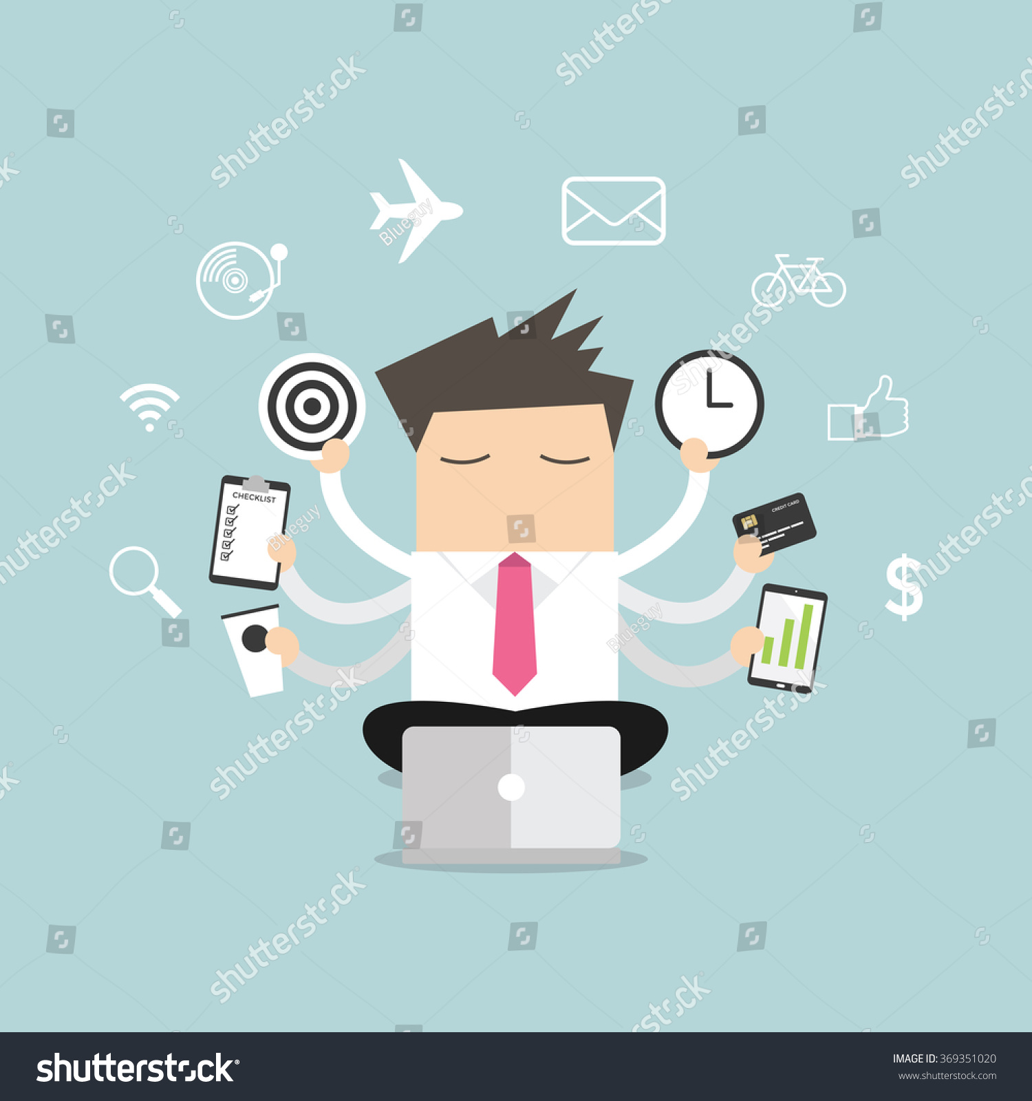 Businessman Multitasking Multi Skill Vector Stock Vector 369351020 ...
