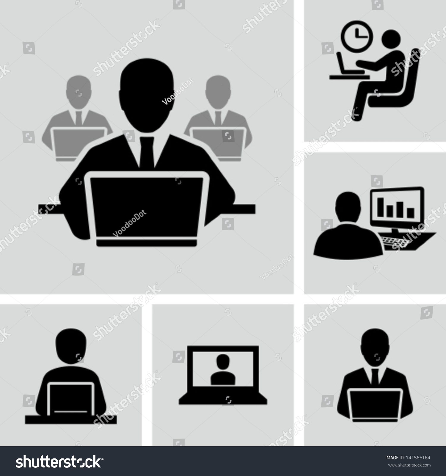Businessman Working On Computer Stock Vector (Royalty Free) 141566164 ...