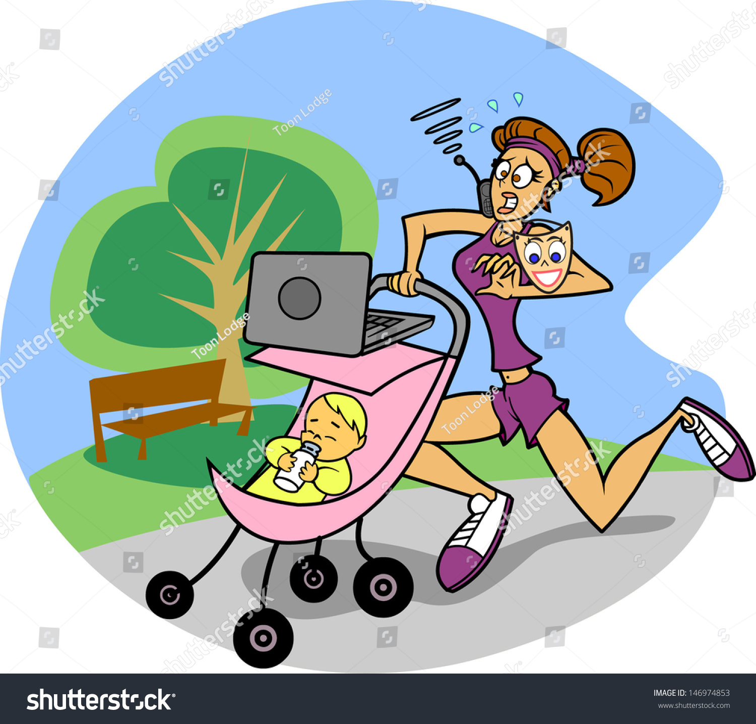 Busy Mom Stock Vector Illustration 146974853 : Shutterstock