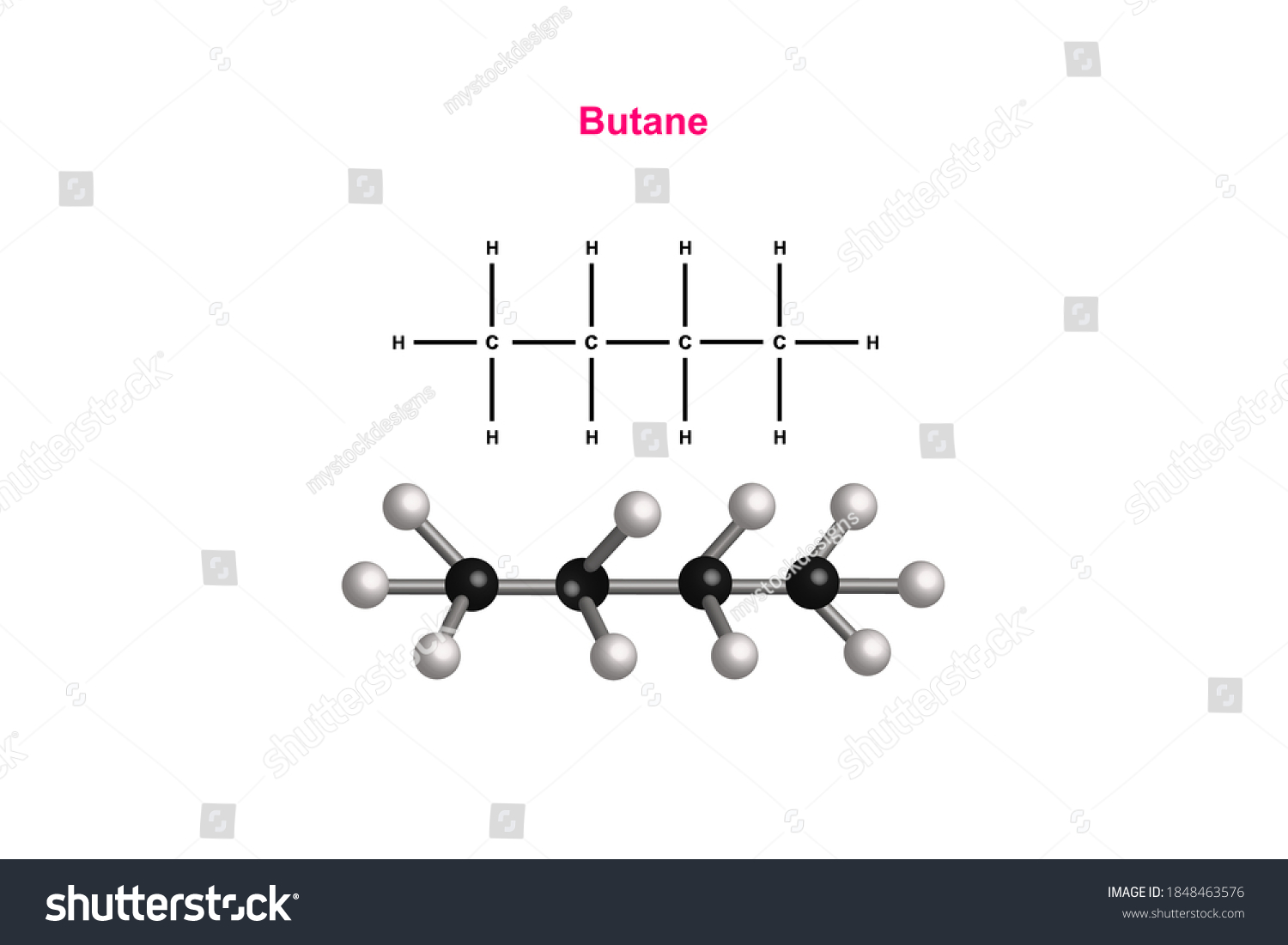 Butane Chemical Molecular Structure Vector Design Stock Vector (Royalty ...