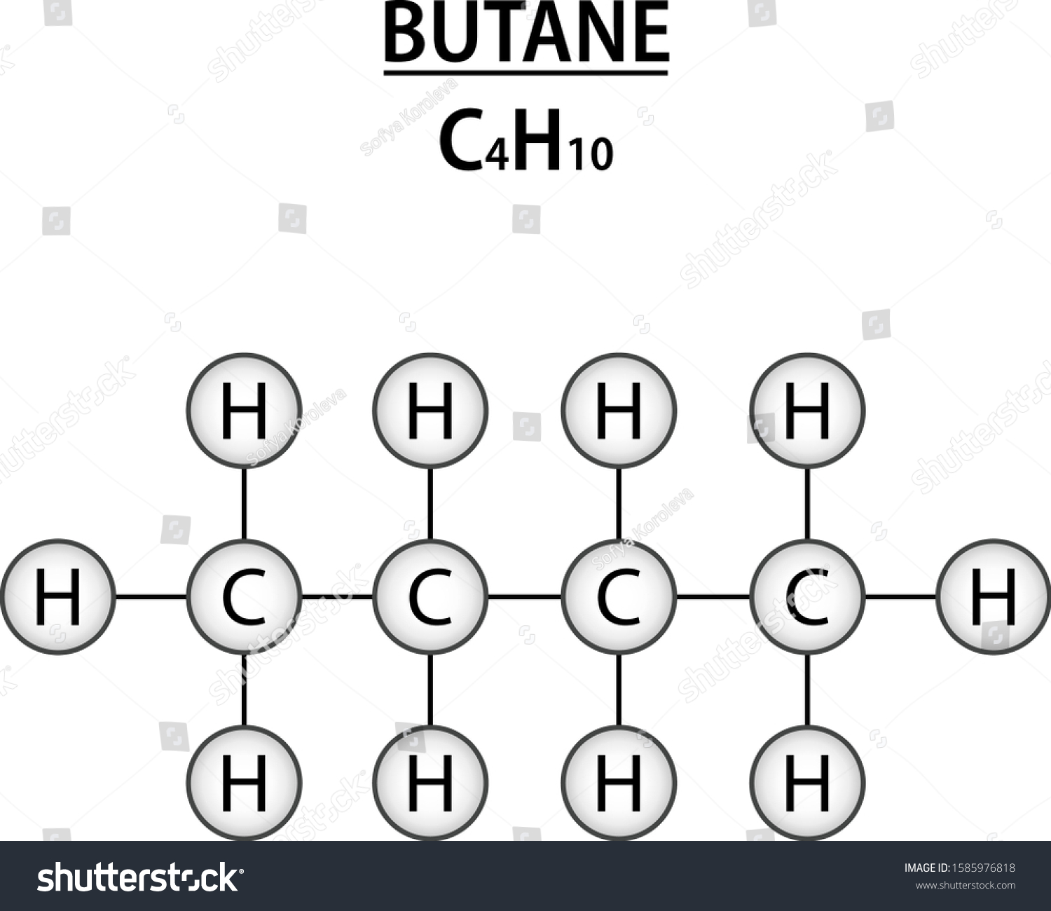 Butane Structural Formula Black On White 스톡 벡터(로열티 프리) 1585976818 ...