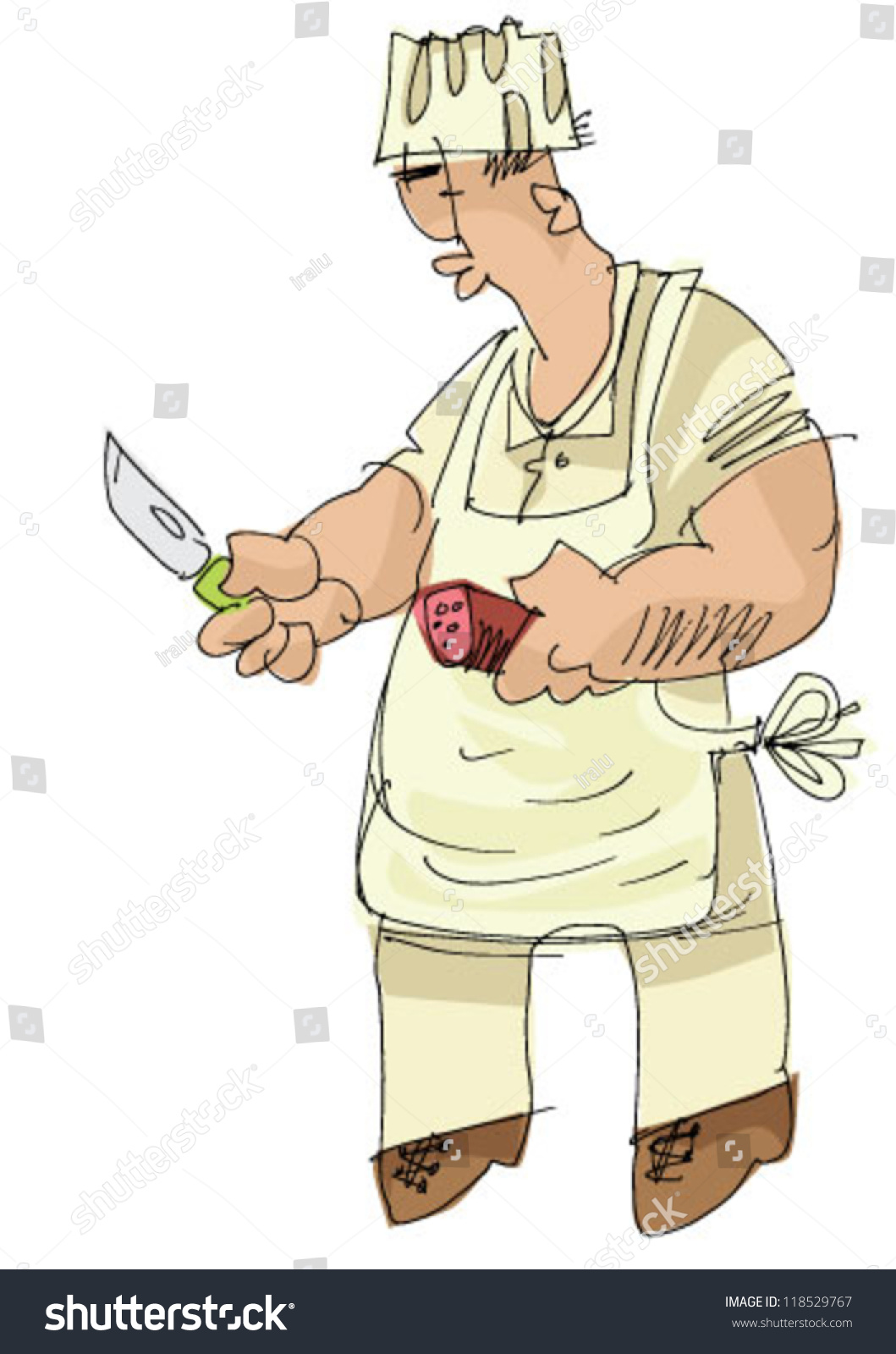 Butcher Cartoon Stock Vector (Royalty Free) 118529767 - Shutterstock