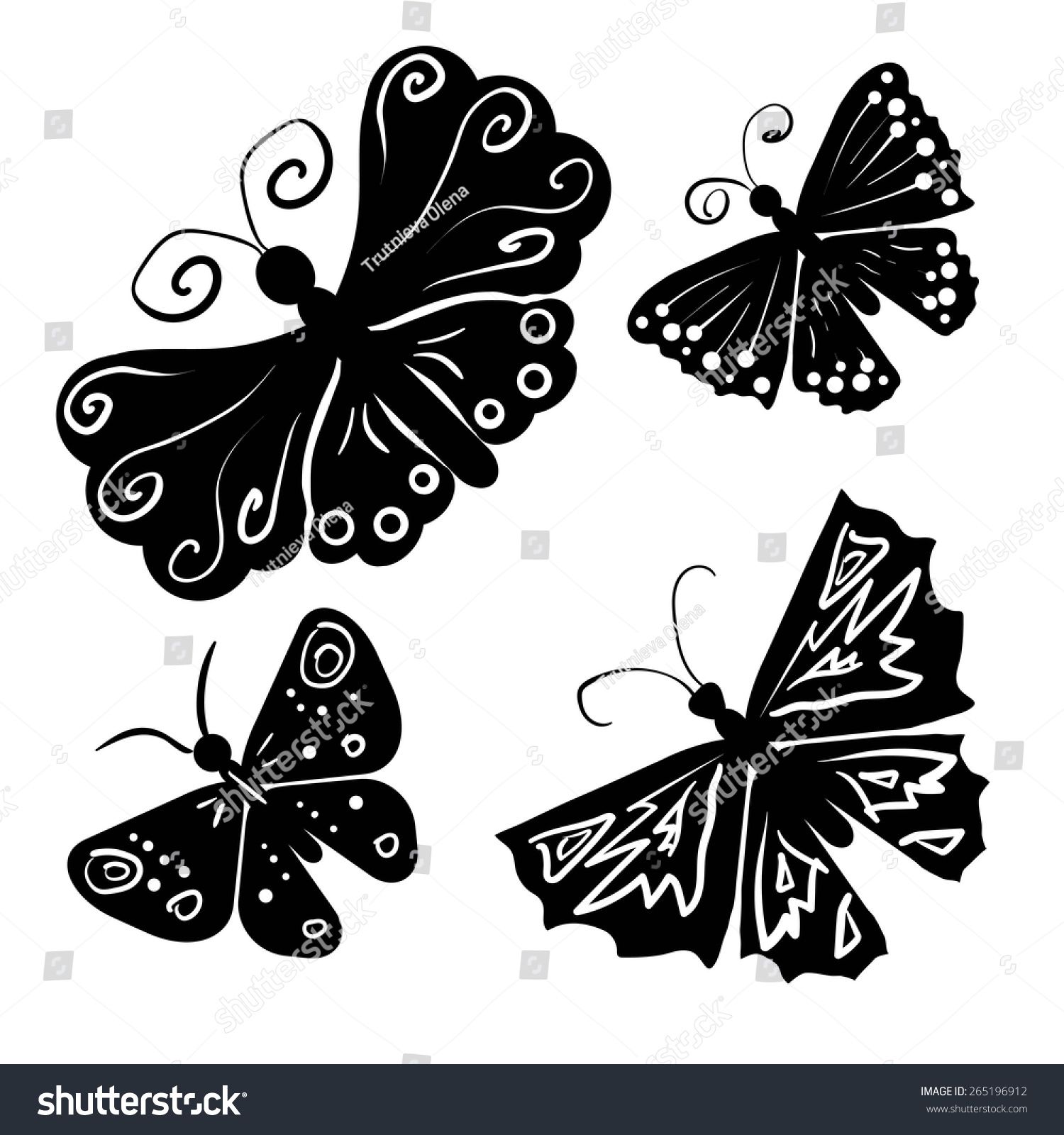 Butterflies Different Pattern Vector Illustration Stock Vector (Royalty ...
