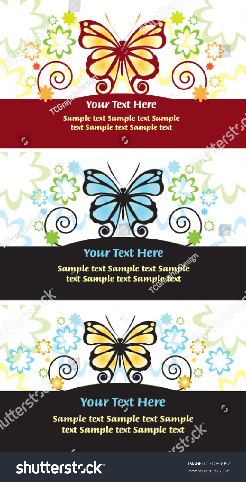 Butterfly Banner Card Stock Vector (Royalty Free) 51089092 | Shutterstock